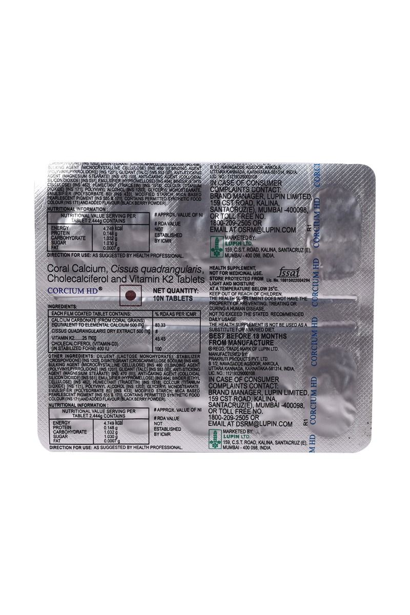 Corcium HD Tablet 10's Price, Uses, Side Effects, Composition - Apollo ...