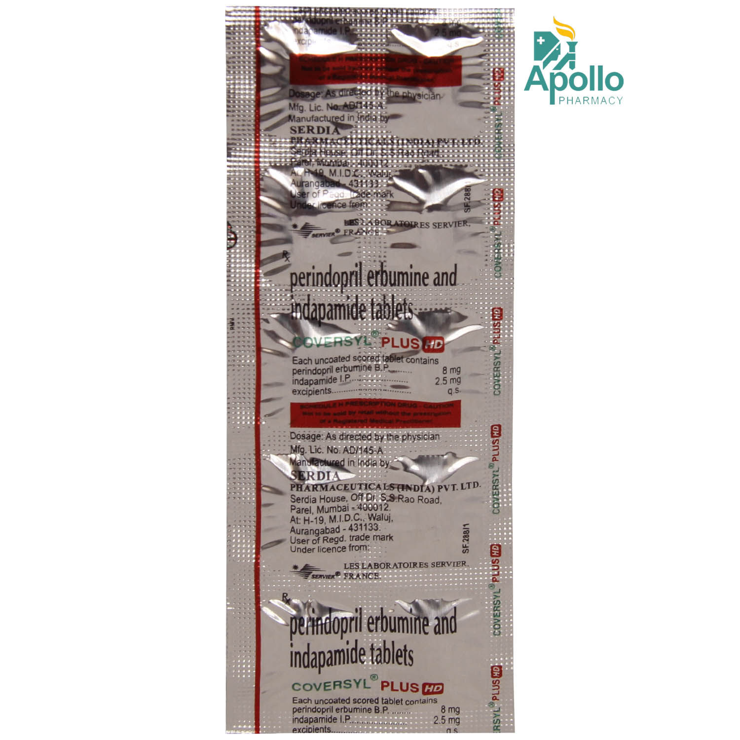 Coversyl Plus HD Tablet 10's Price, Uses, Side Effects, Composition ...