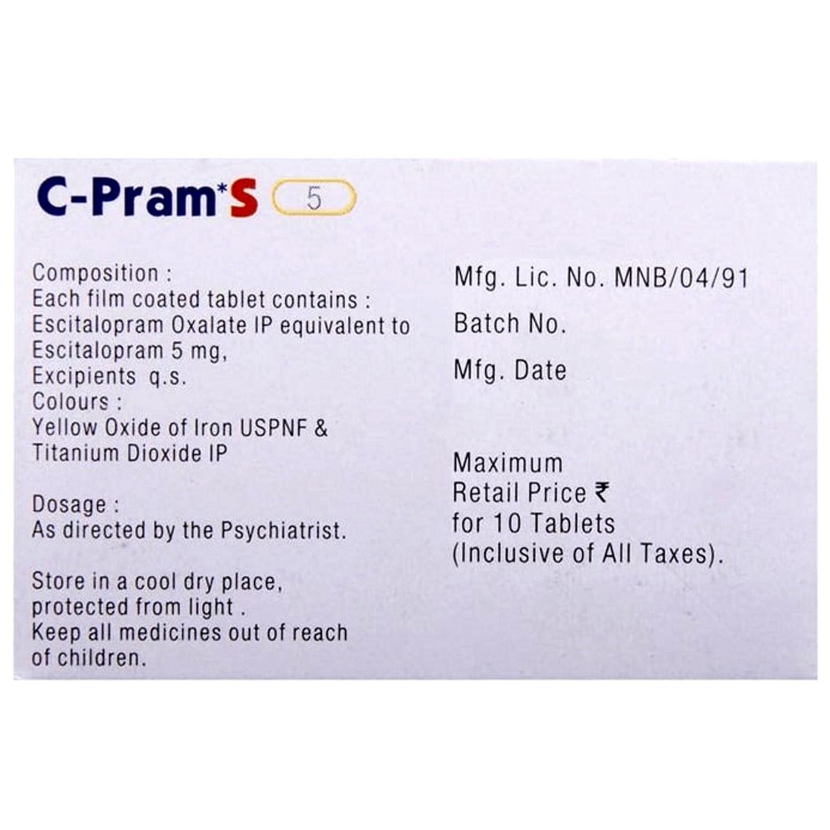 C-Pram S 5 Tablet 10's Price, Uses, Side Effects, Composition - Apollo ...
