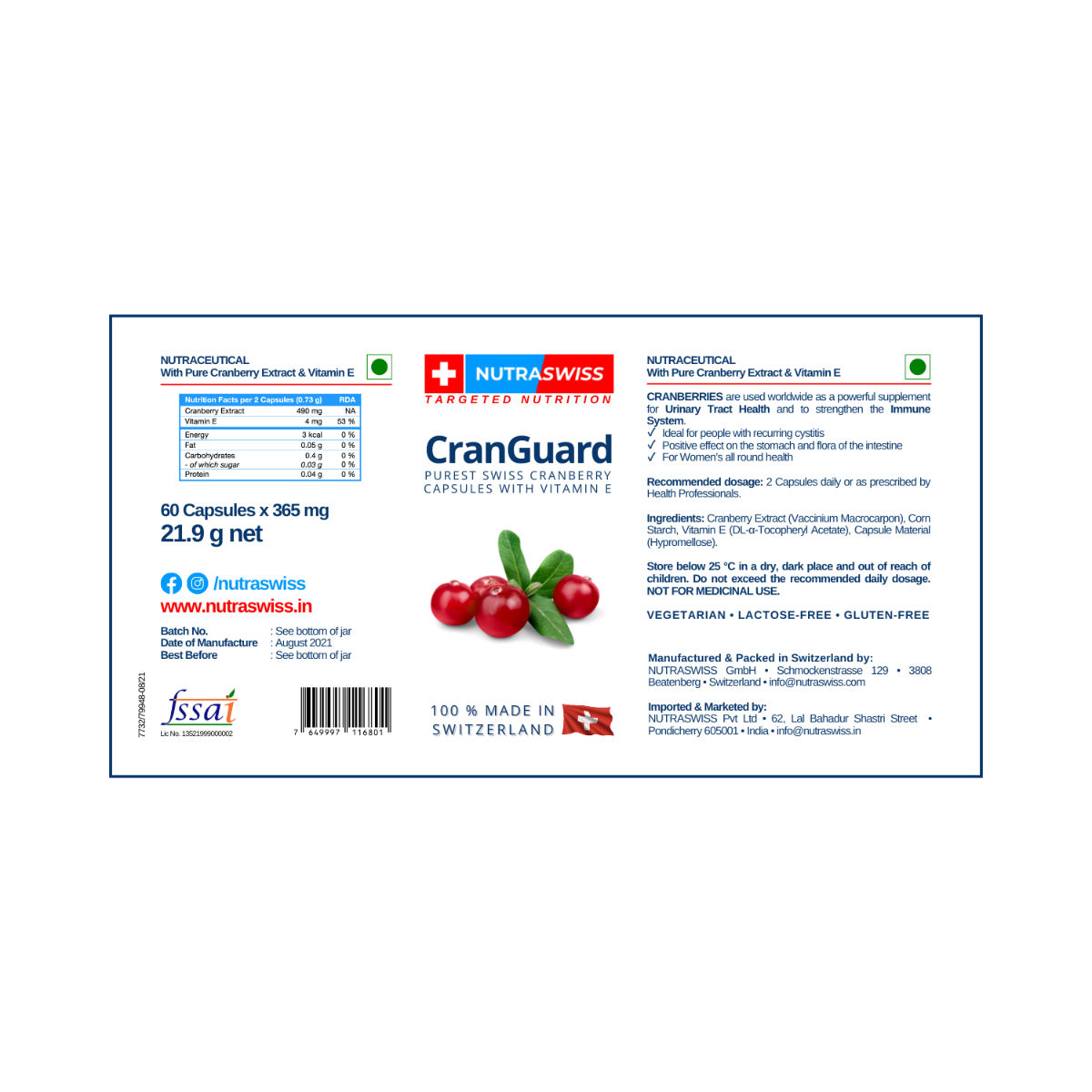 Nutraswiss CranGuard, 60 Capsules Price, Uses, Side Effects ...