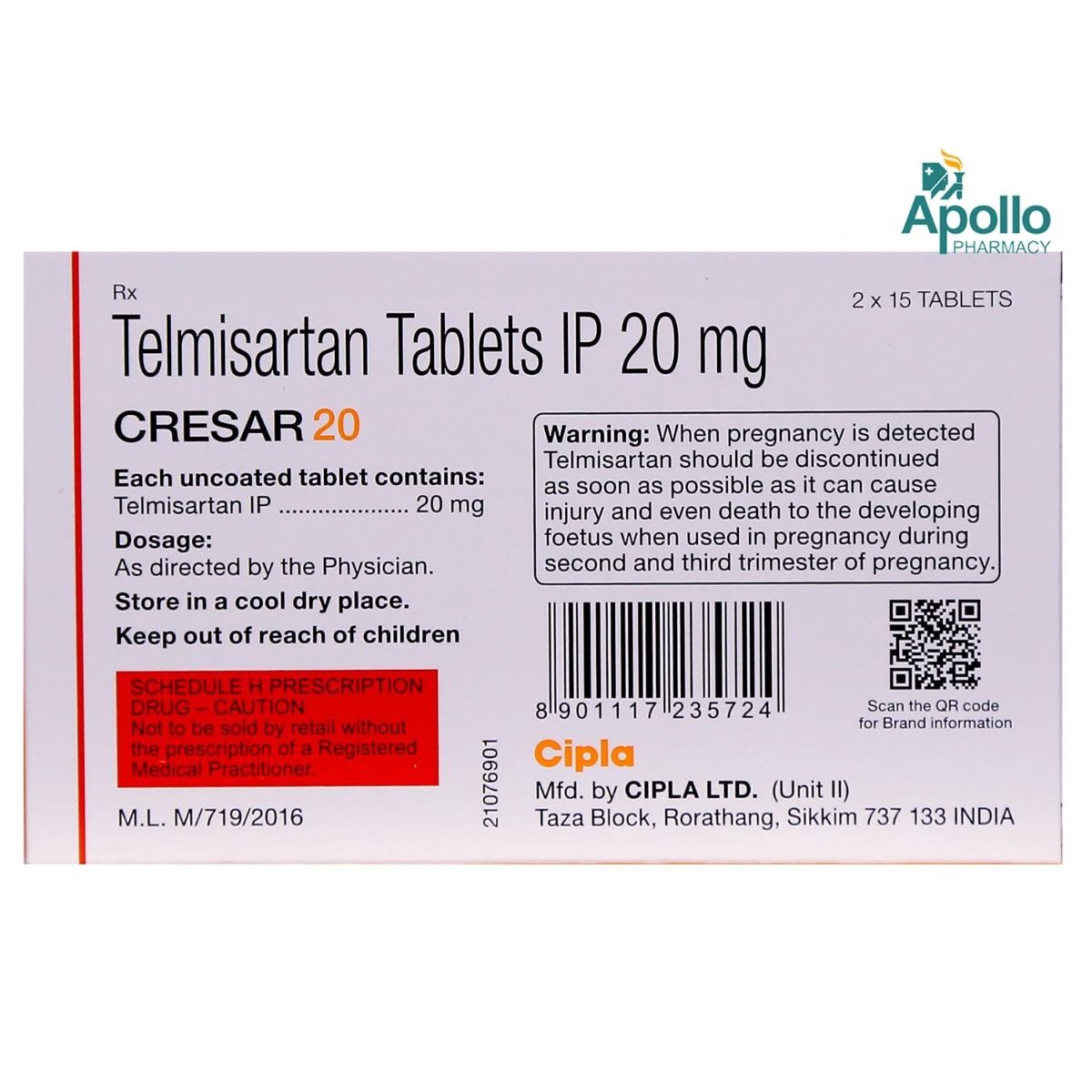 Cresar 20 Tablet 10's Price, Uses, Side Effects, Composition - Apollo ...