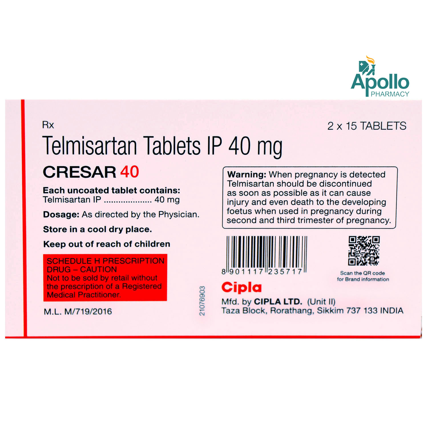 Cresar 40 Tablet 15's Price, Uses, Side Effects, Composition - Apollo ...