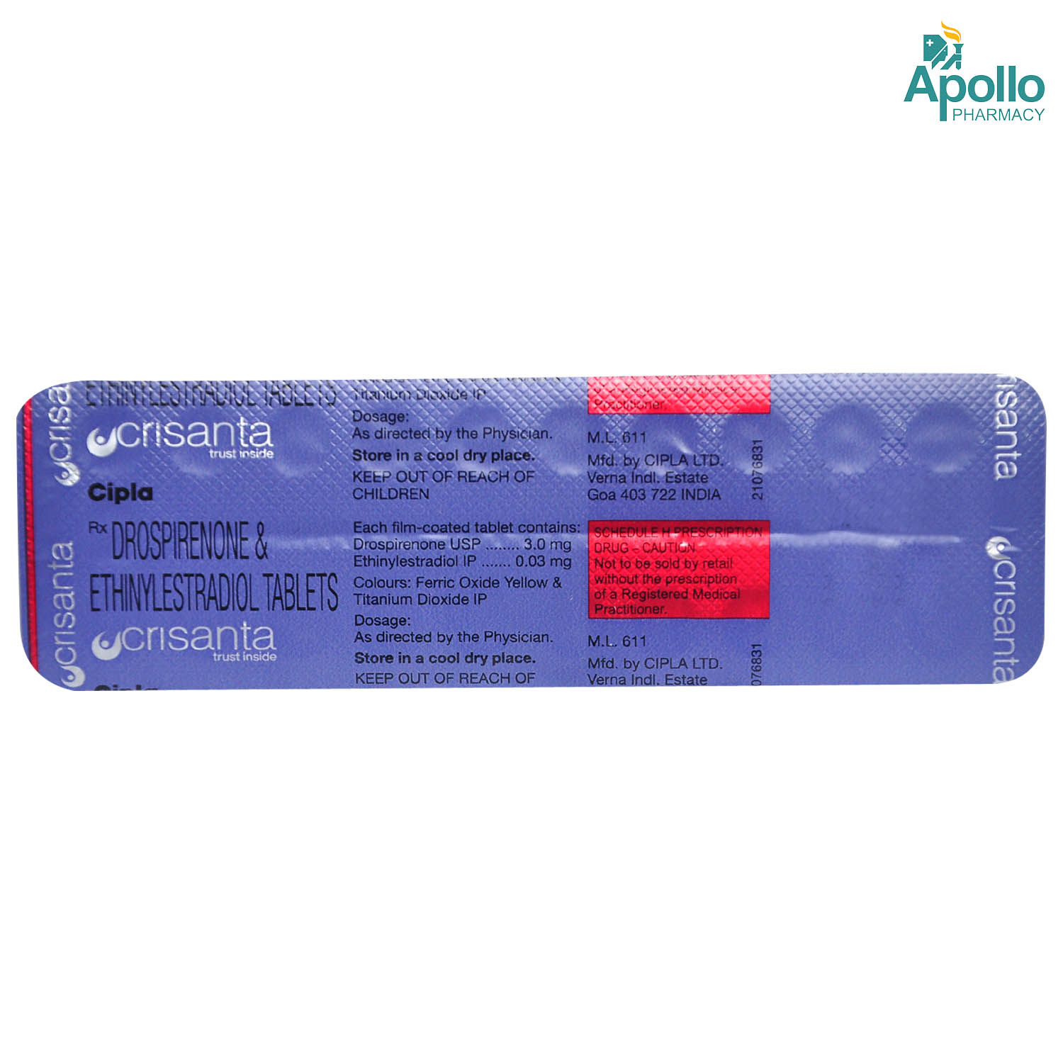 Crisanta Tablet 21's Price, Uses, Side Effects, Composition - Apollo ...