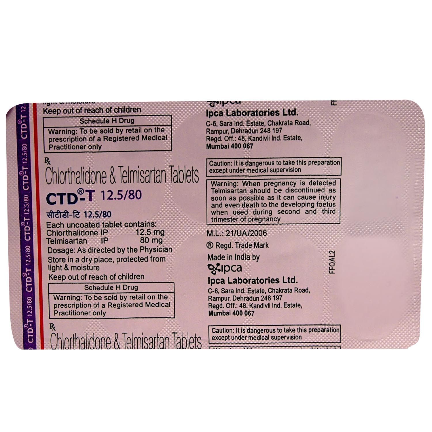 CTD-T 12.5/80 Tablet 10's Price, Uses, Side Effects, Composition ...