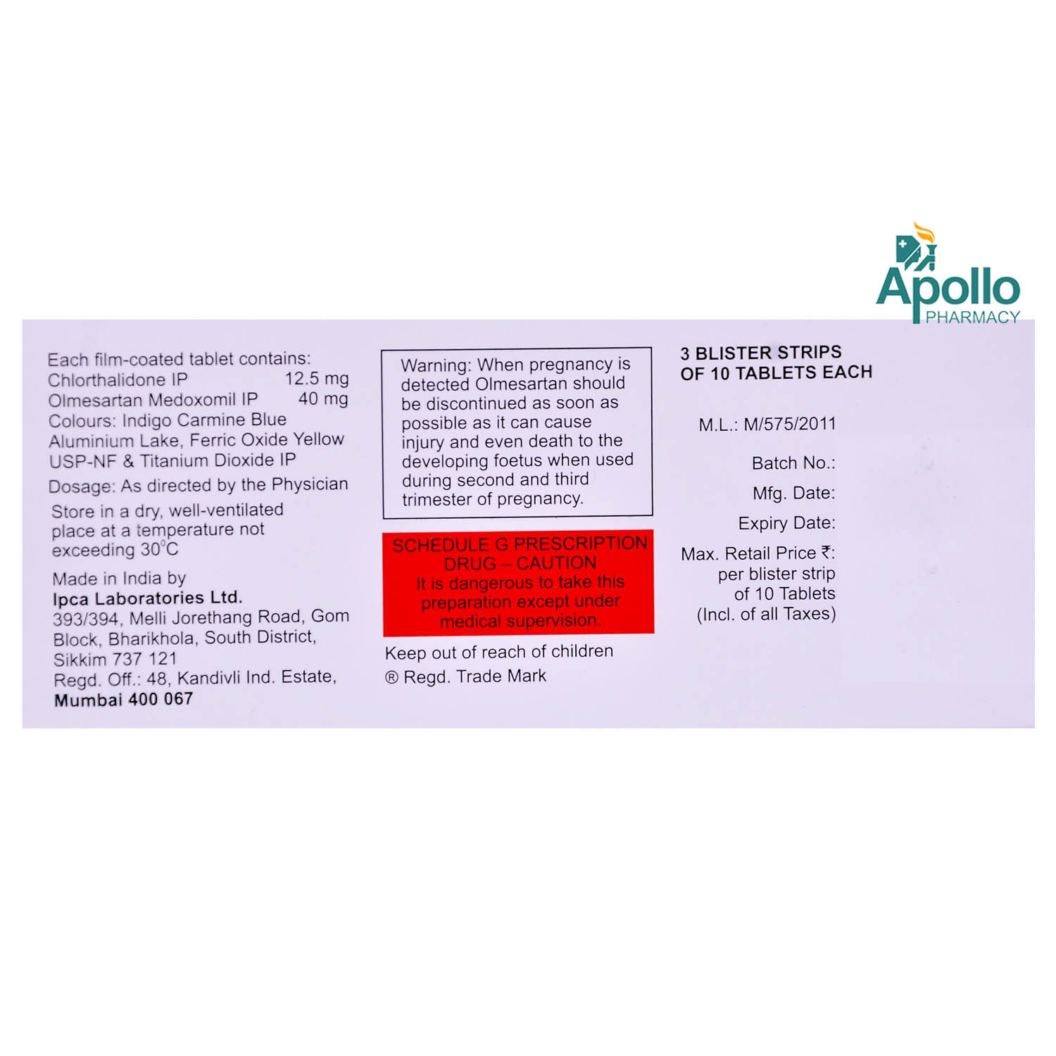 CTD-O 12.5/40 Tablet 10's Price, Uses, Side Effects, Composition ...