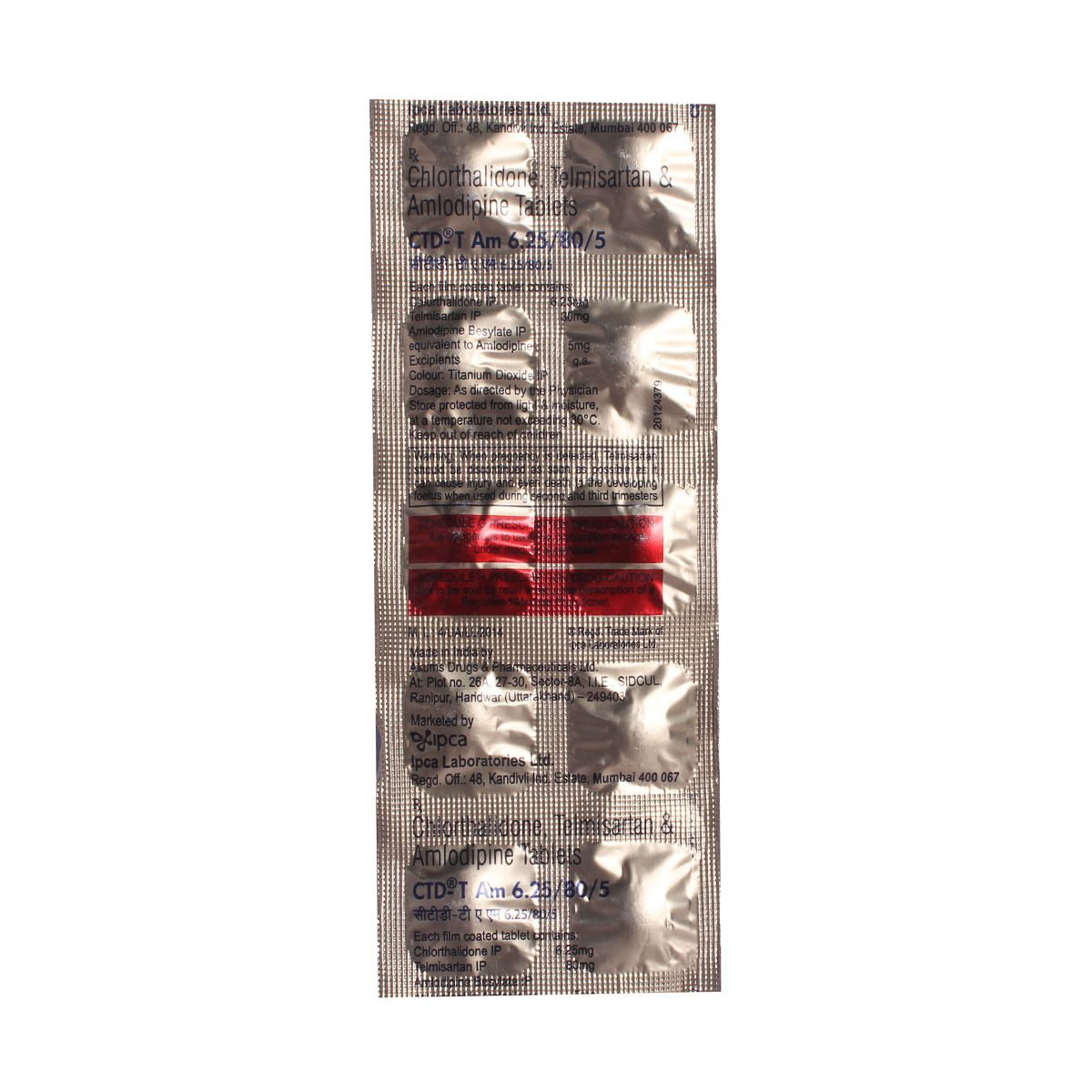 CTD-T AM 6.25/80/5 Tablet | Uses, Side Effects, Price | Apollo Pharmacy