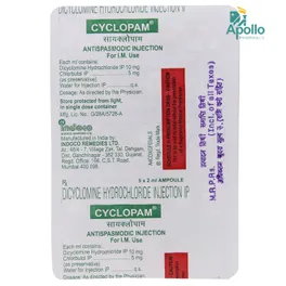 Cyclopam Injection 5 x 2 ml | Uses, Side Effects, Price | Apollo Pharmacy
