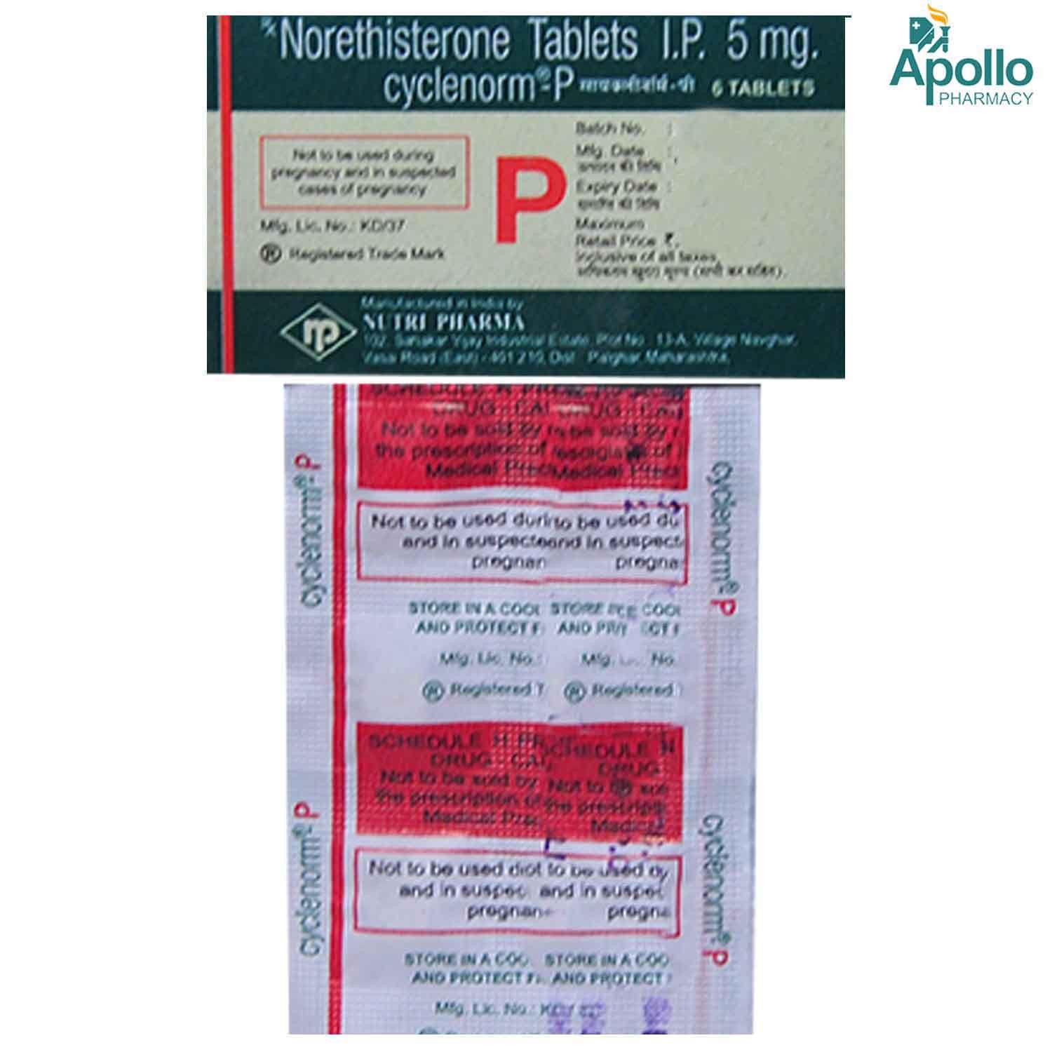 Cyclenorm-P Tablet 6's Price, Uses, Side Effects, Composition - Apollo ...