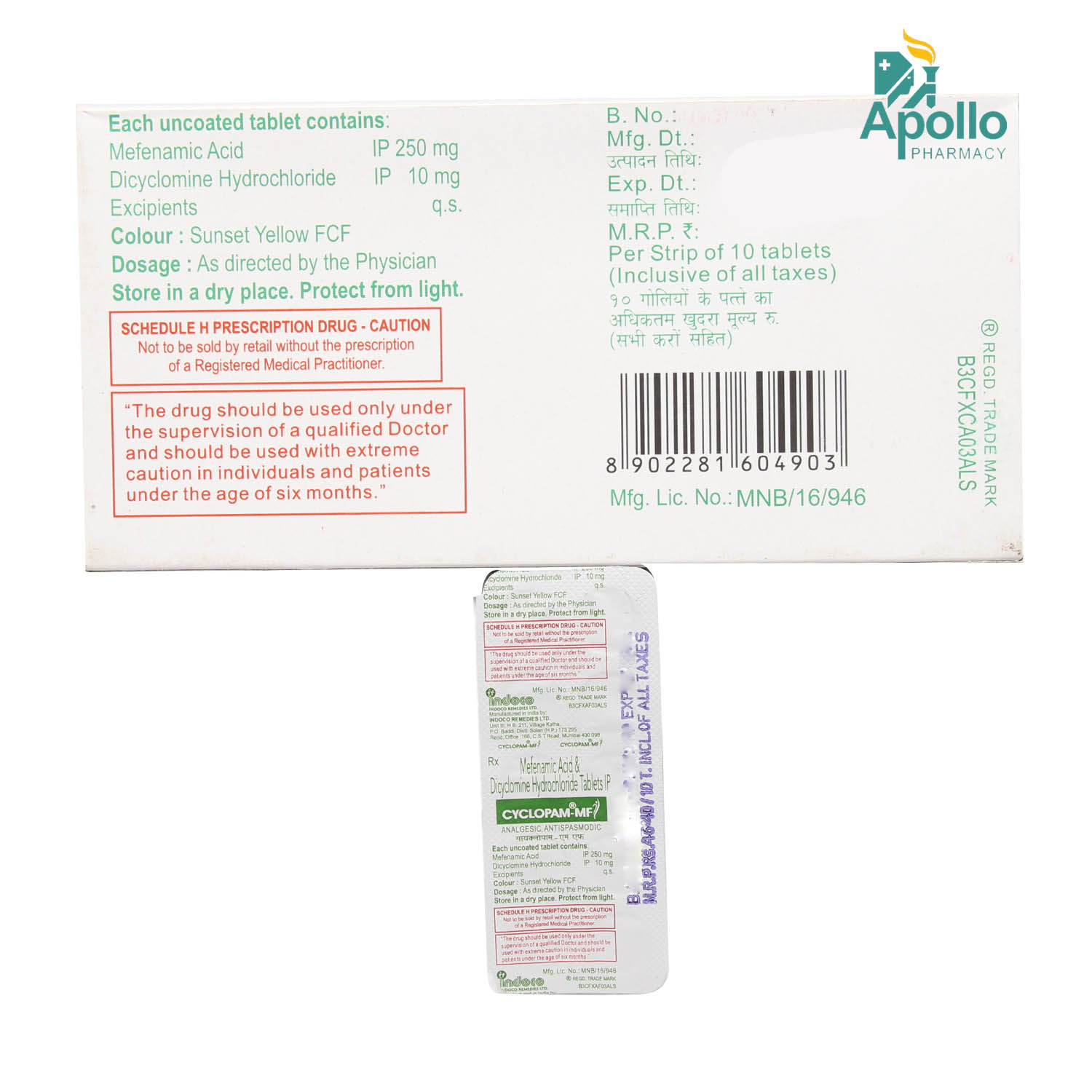 Cyclopam-MF Tablet 10's Price, Uses, Side Effects, Composition - Apollo ...