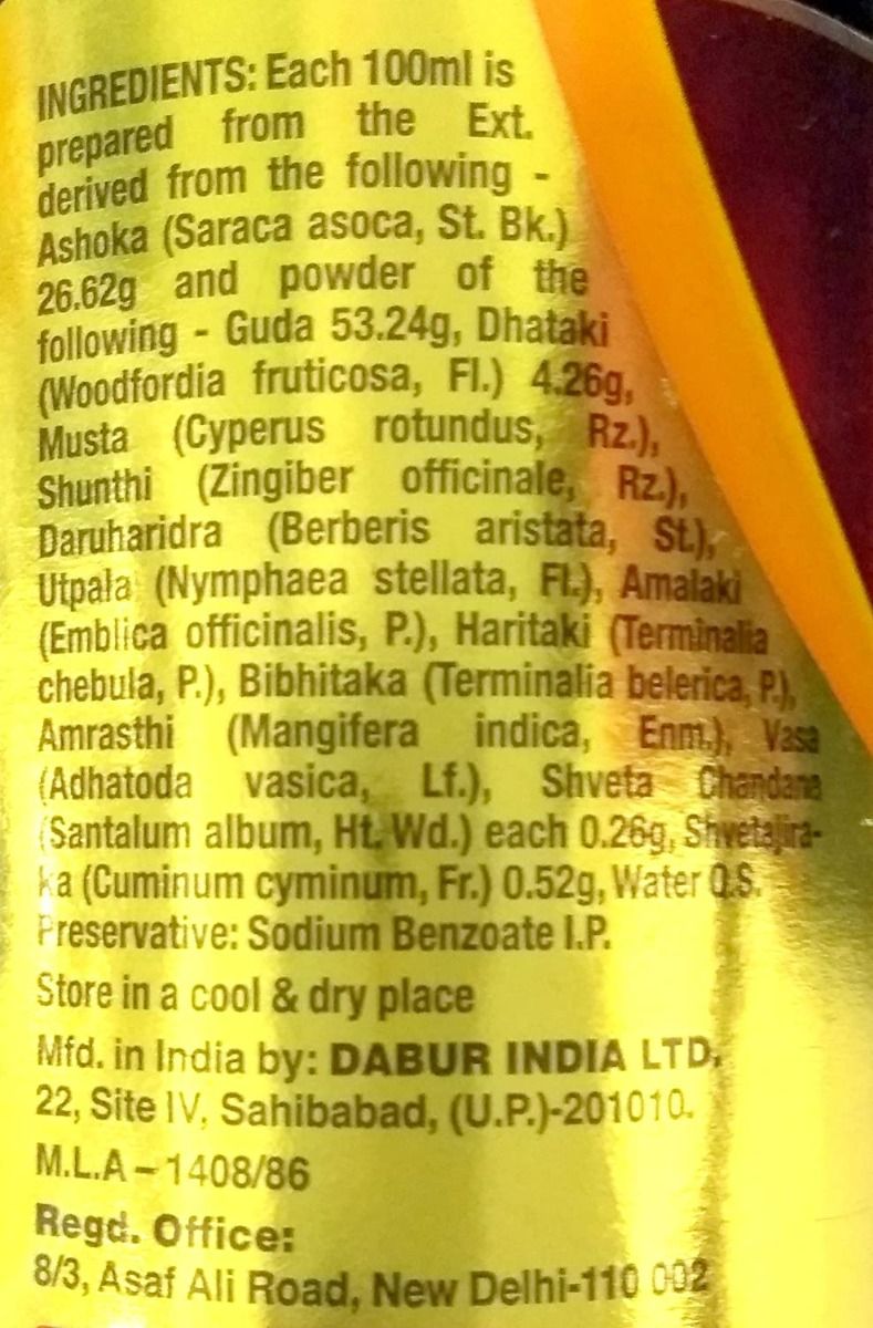 Dabur Ashokarishta, 450 ml Price, Uses, Side Effects, Composition ...