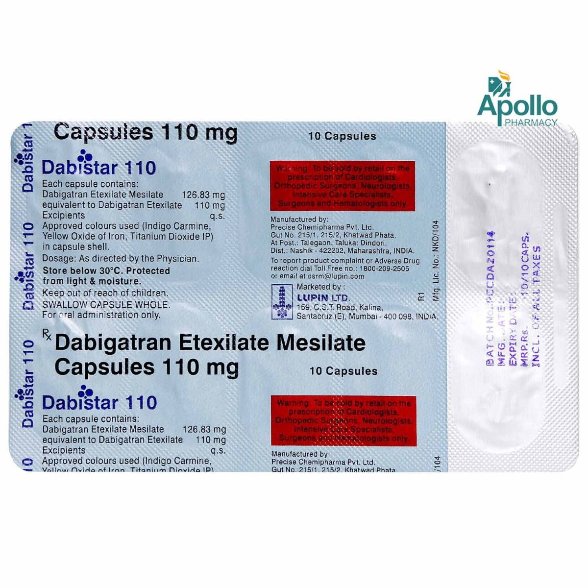 Dabistar 110 Capsule 10's Price, Uses, Side Effects, Composition ...