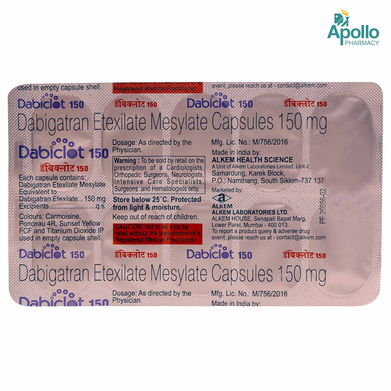 Dabiclot 150 Capsule 10's Price, Uses, Side Effects, Composition ...
