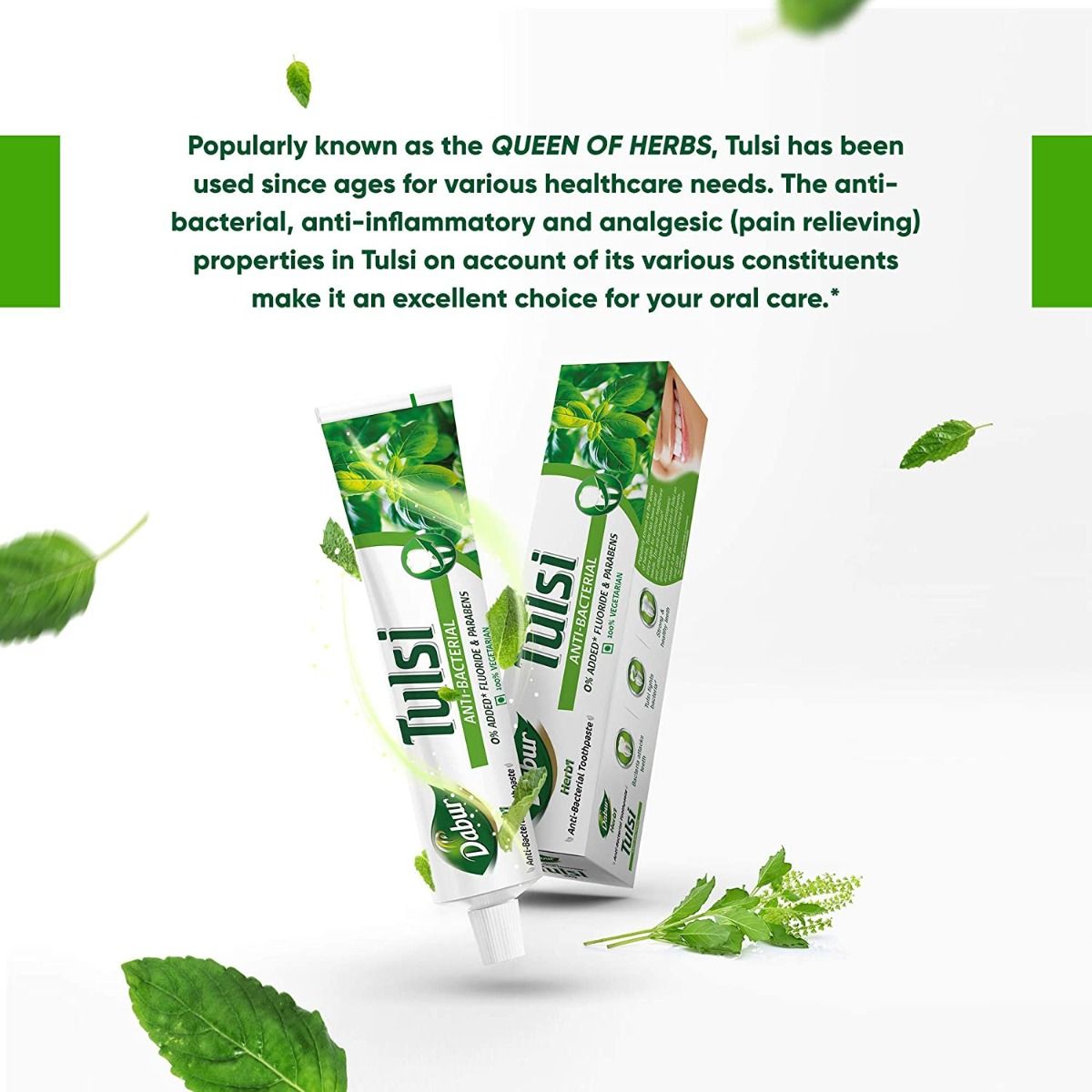 Dabur Herb'l Tulsi Anti-Bacterial Tooth Paste, 100 gm Price, Uses, Side ...
