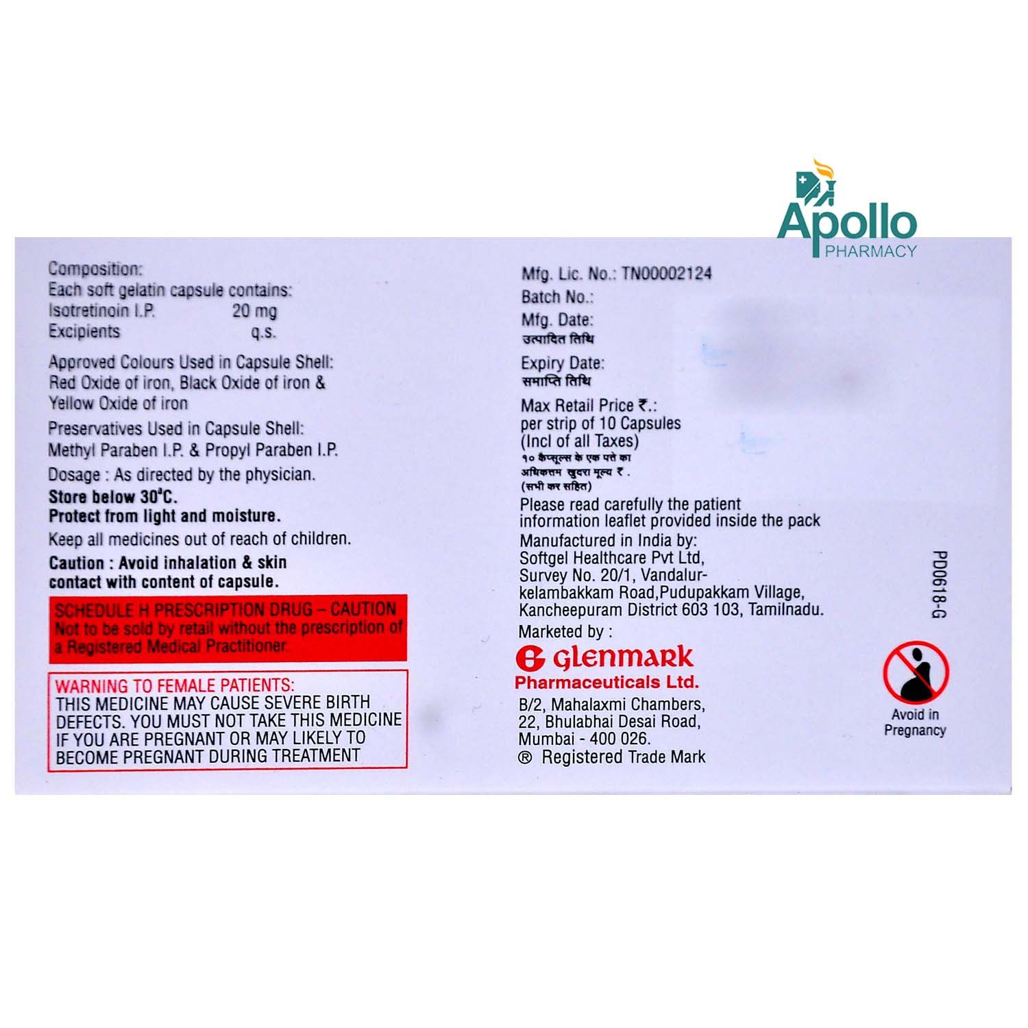 D Acne I 20 Capsule 10's Price, Uses, Side Effects, Composition ...