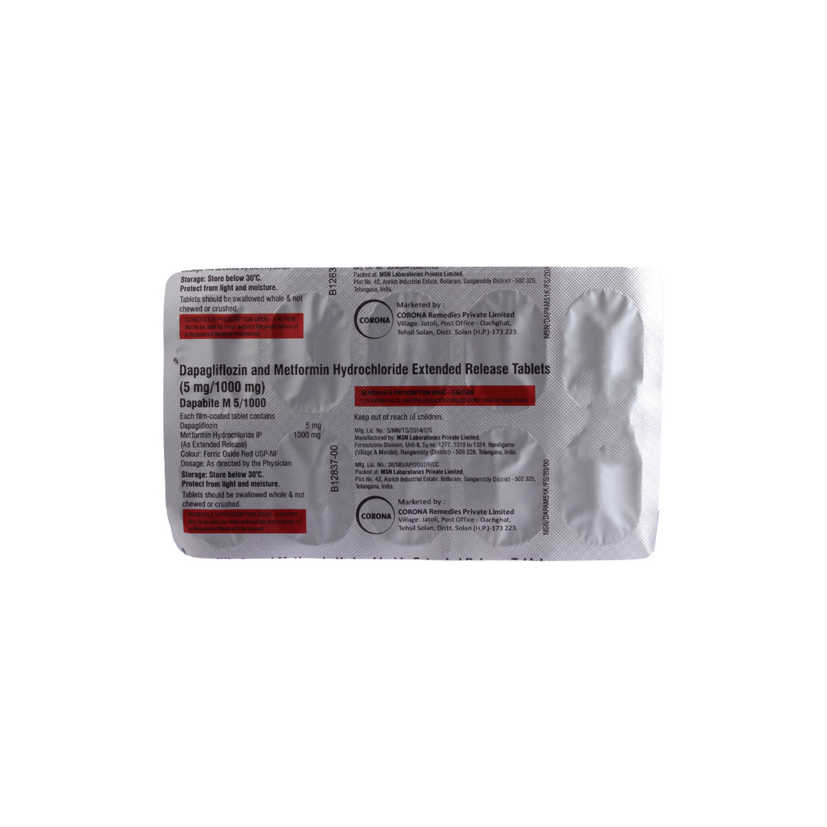 Dapabite M 5/1000mg Tablet 10's Price, Uses, Side Effects, Composition ...