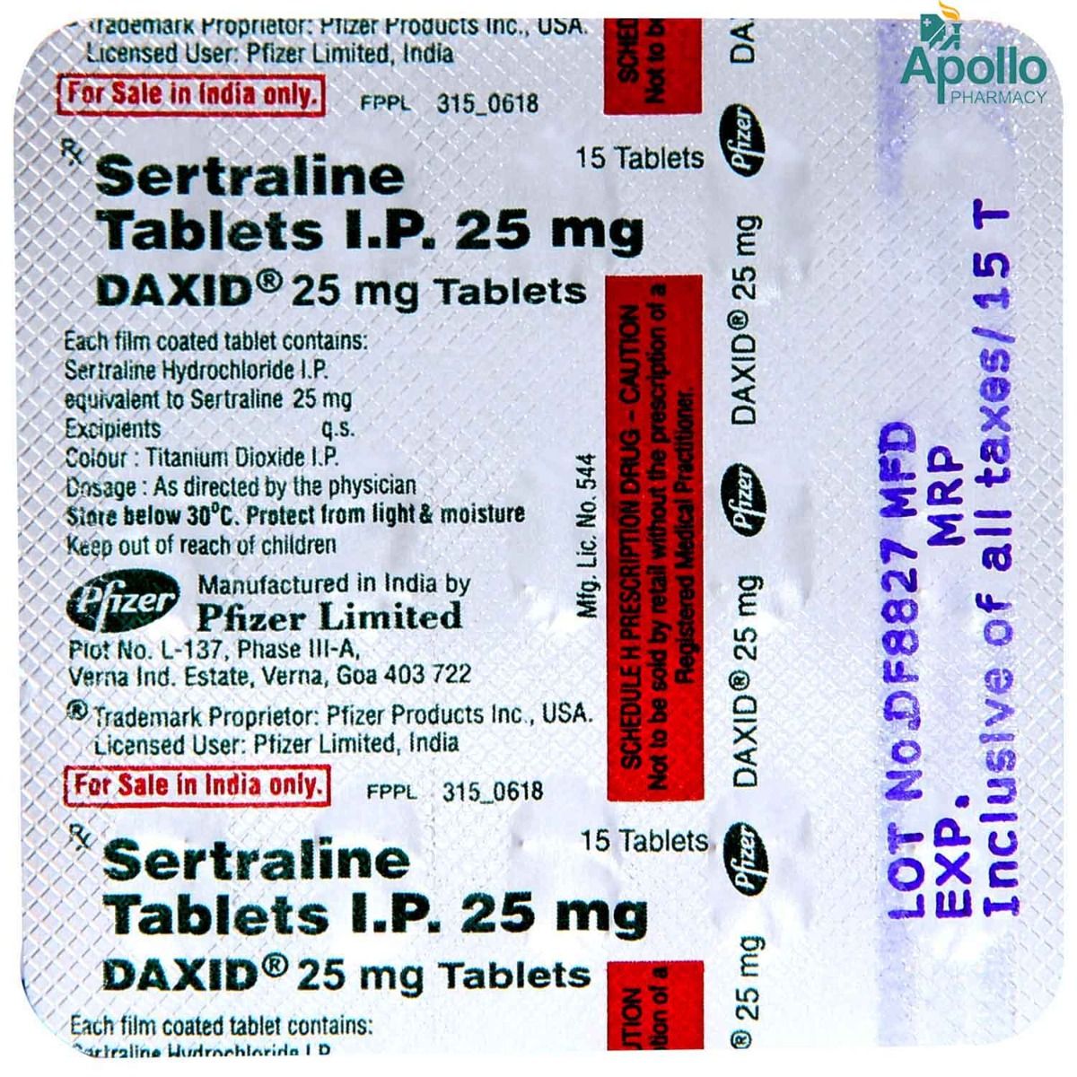 Daxid 25 Tablet 15's Price, Uses, Side Effects, Composition - Apollo ...
