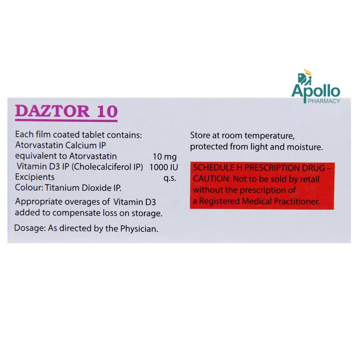 Daztor 10 Tablet 10's Price, Uses, Side Effects, Composition - Apollo ...