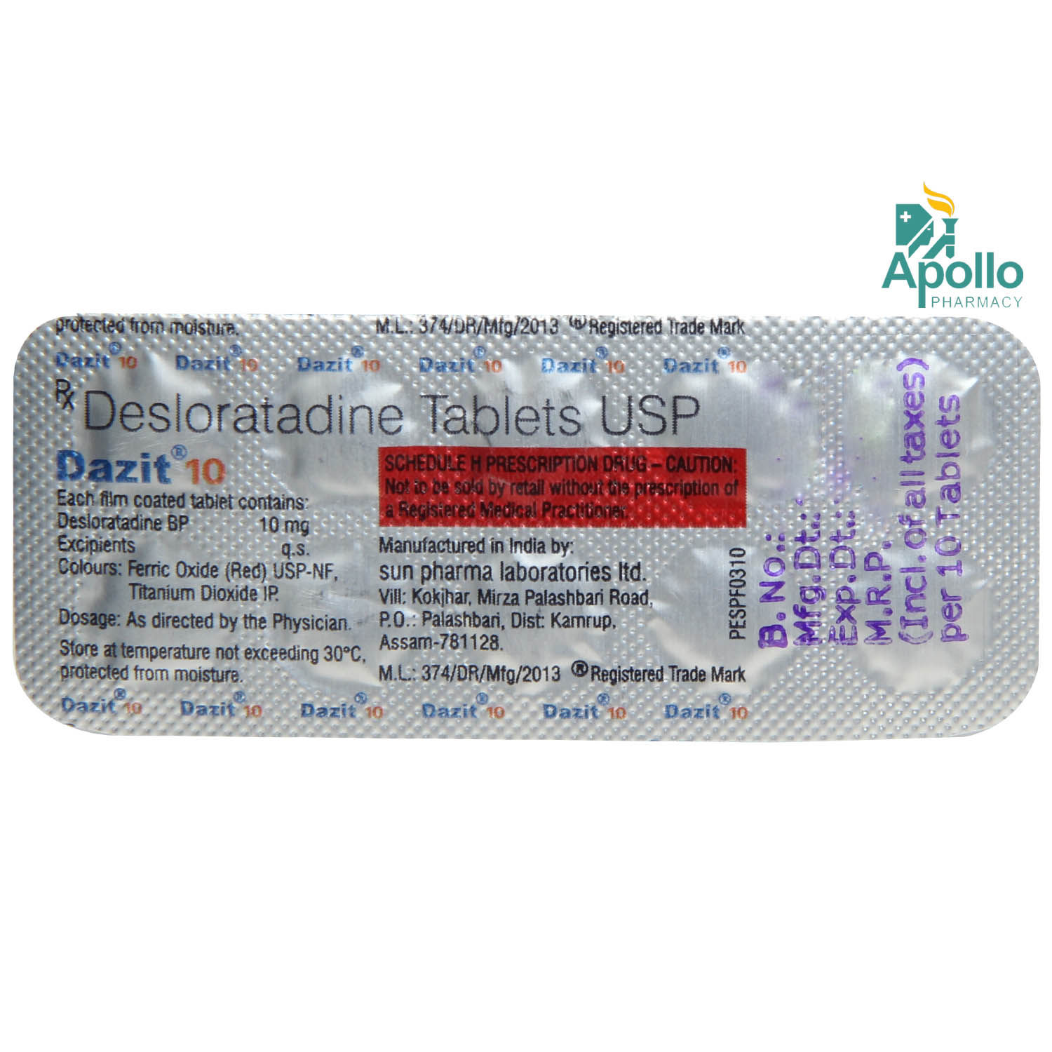 Dazit 10 Tablet 10's Price, Uses, Side Effects, Composition - Apollo ...