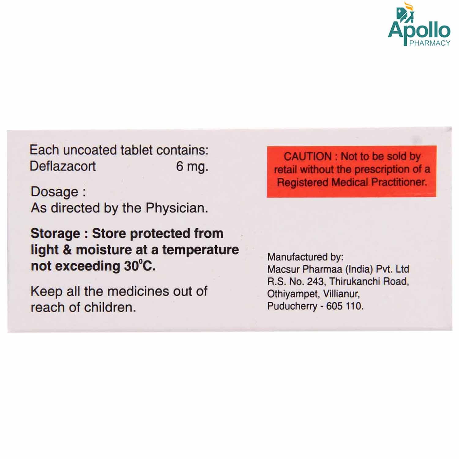 Delacort 6 Tablet 10's Price, Uses, Side Effects, Composition - Apollo ...