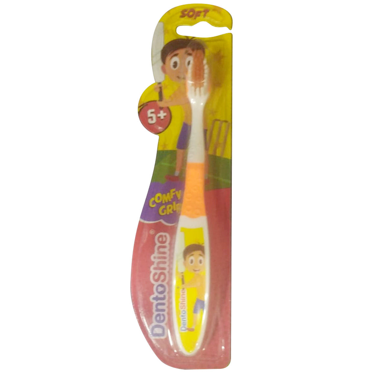 Buy Dentoshine Comfy Grip Kids Pink Toothbrush 5+ Years, 1 Count | 19 ...