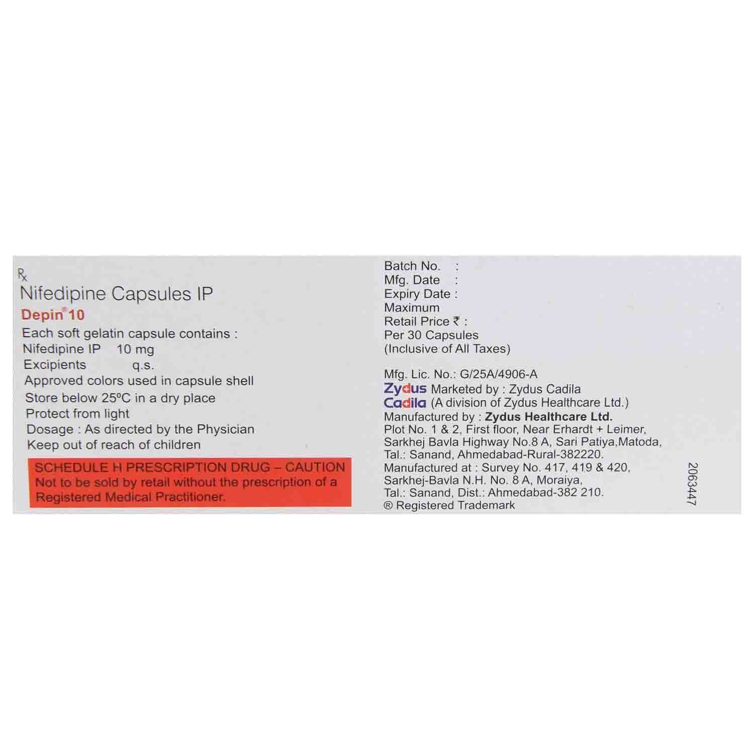 Depin 10 Capsule | Uses, Side Effects, Price | Apollo Pharmacy