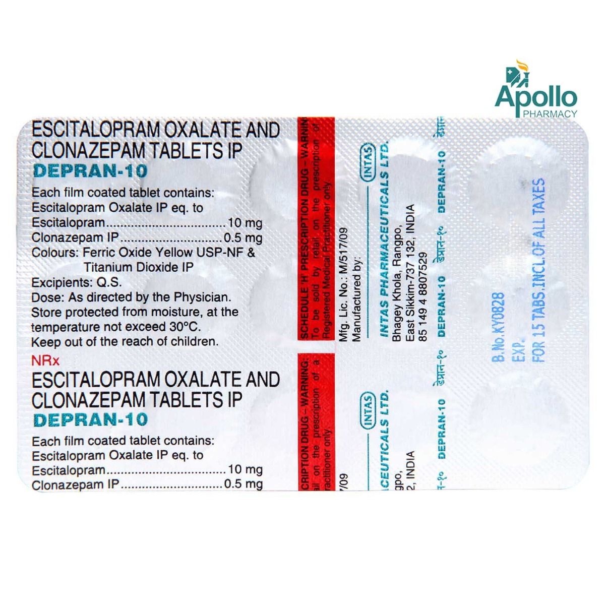 Depran-10 Tablet 15's Price, Uses, Side Effects, Composition - Apollo ...