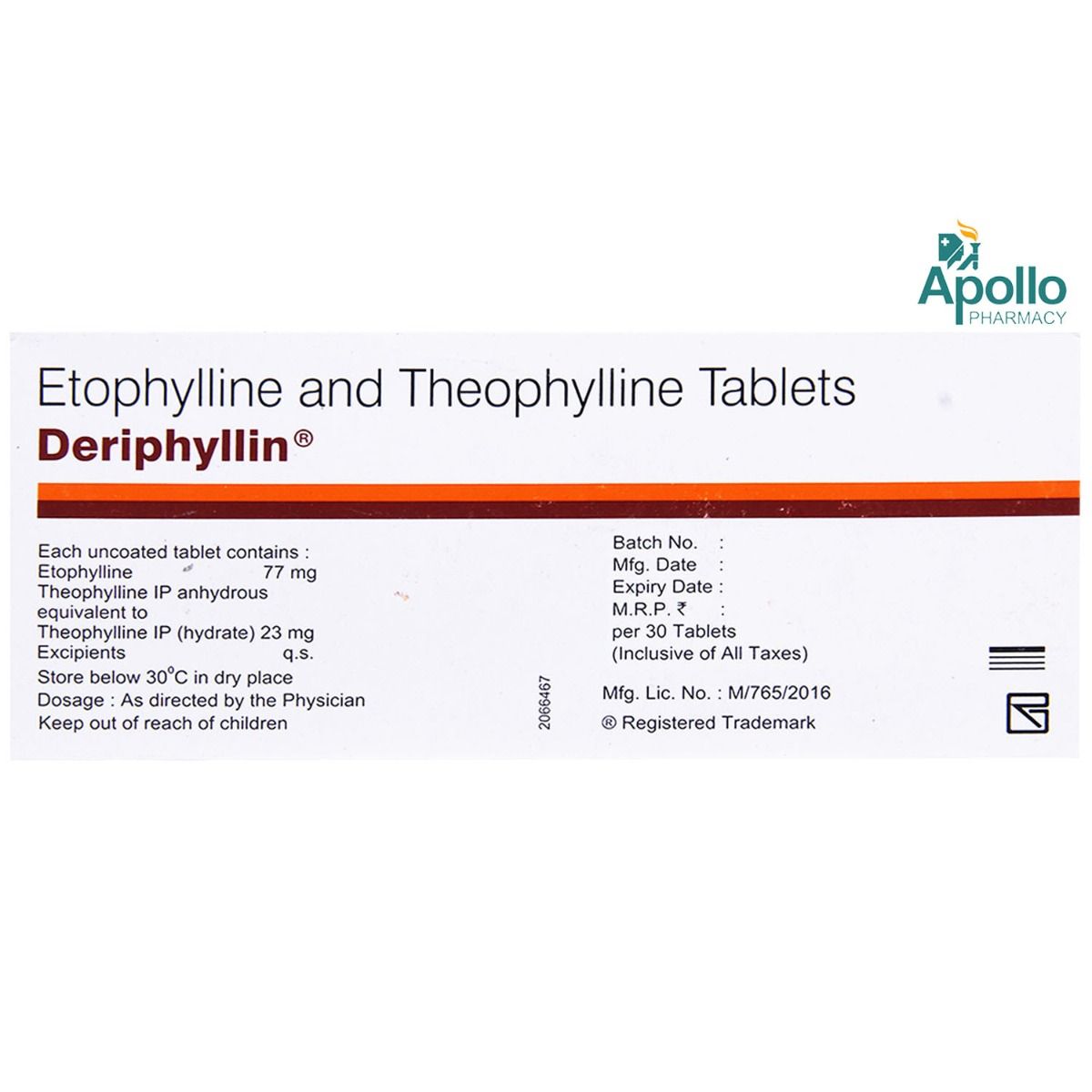 Deriphyllin Tablet | Uses, Side Effects, Price | Apollo Pharmacy