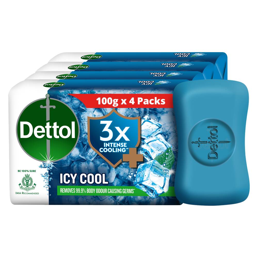 Buy Dettol Icy Cool Soap, 4x100 gm | 19 Minutes Delivery | Apollo Pharmacy