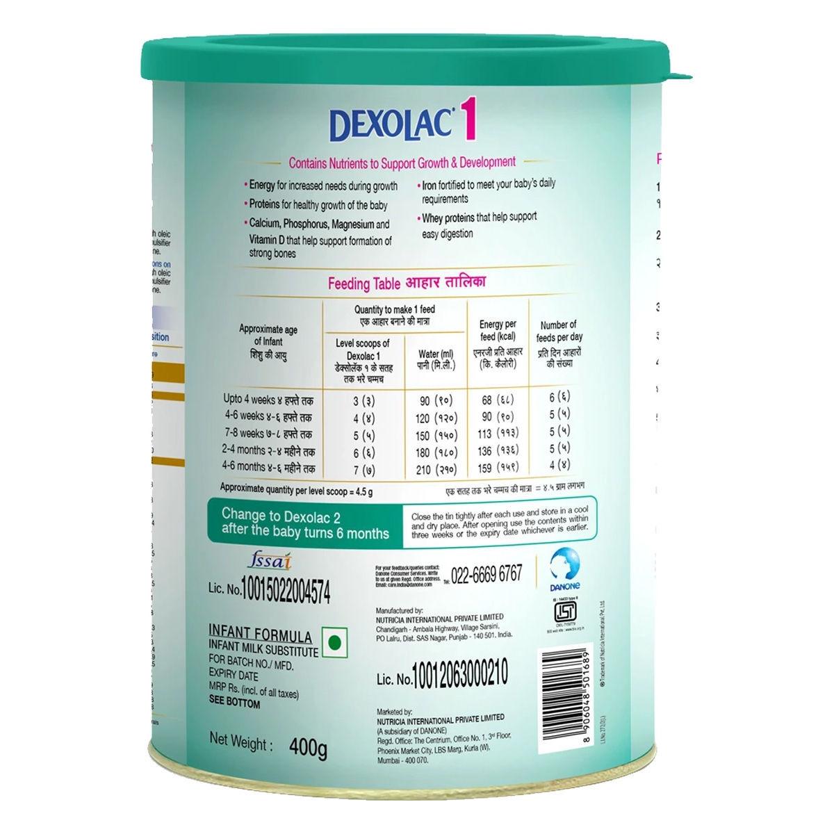 Dexolac Infant Formula Stage 1 Powder (Up to 6 Months), 400 gm Tin ...