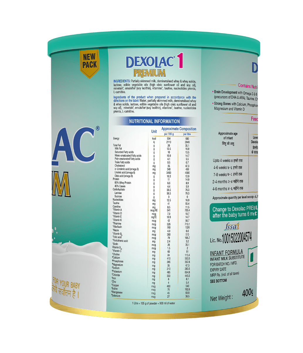 Dexolac Premium Infant Formula Stage 1 Powder for Up to 6 Months Kid ...