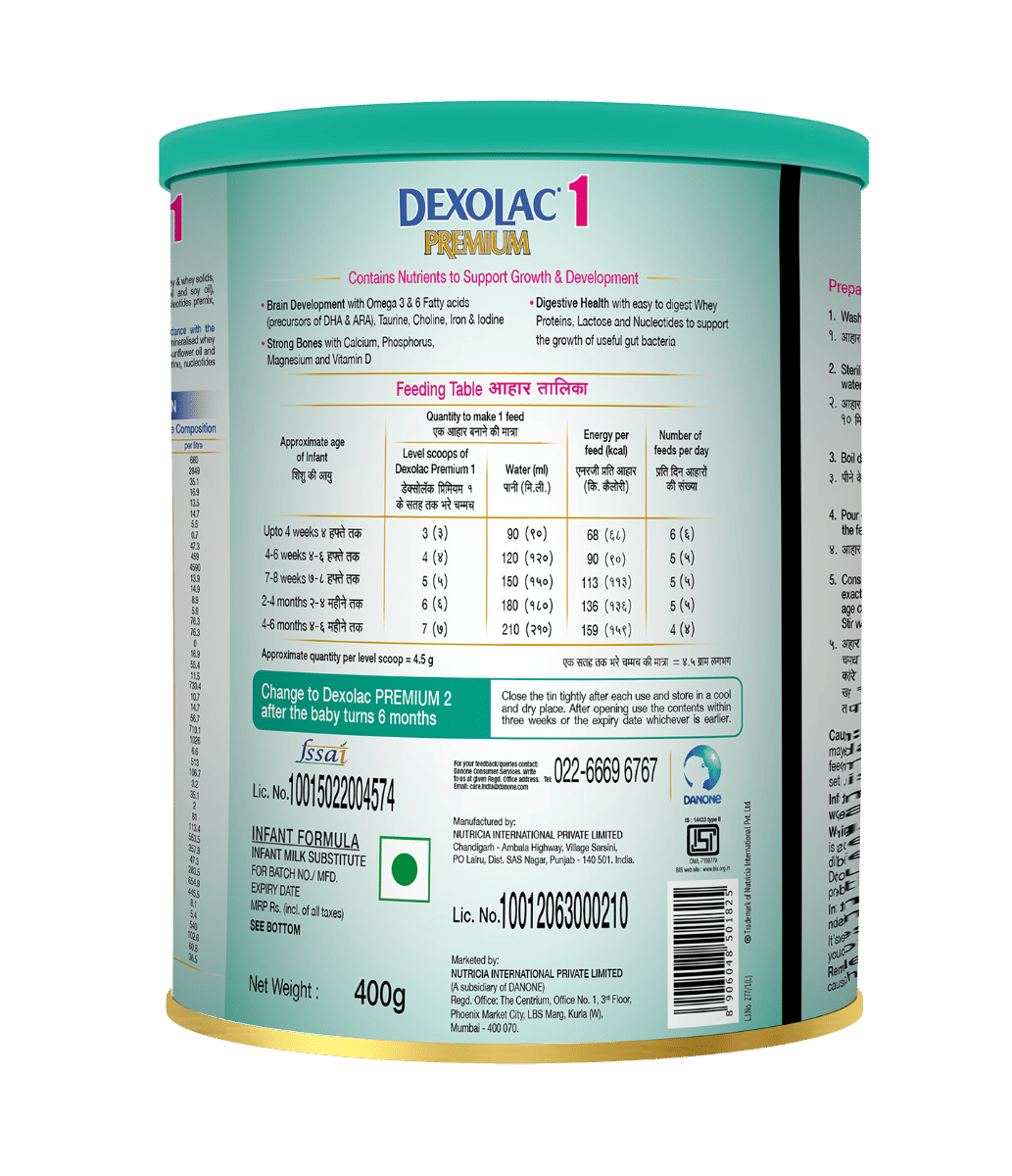 Dexolac Premium Infant Formula Stage 1 Powder for Up to 6 Months Kid ...