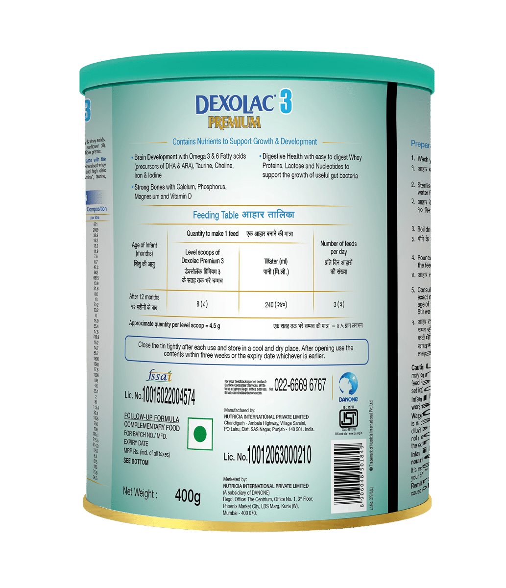 Dexolac Premium Infant Formula Stage 3 Powder for 12 to 24 Months Kid ...