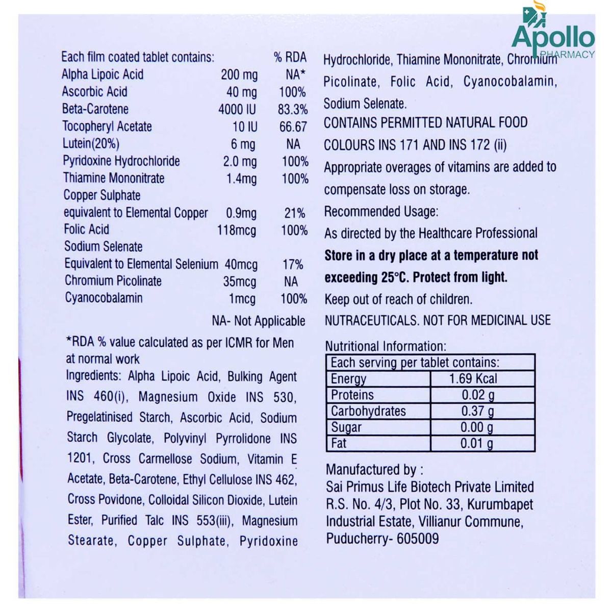 Diaprime Tablet 10's Price, Uses, Side Effects, Composition - Apollo ...