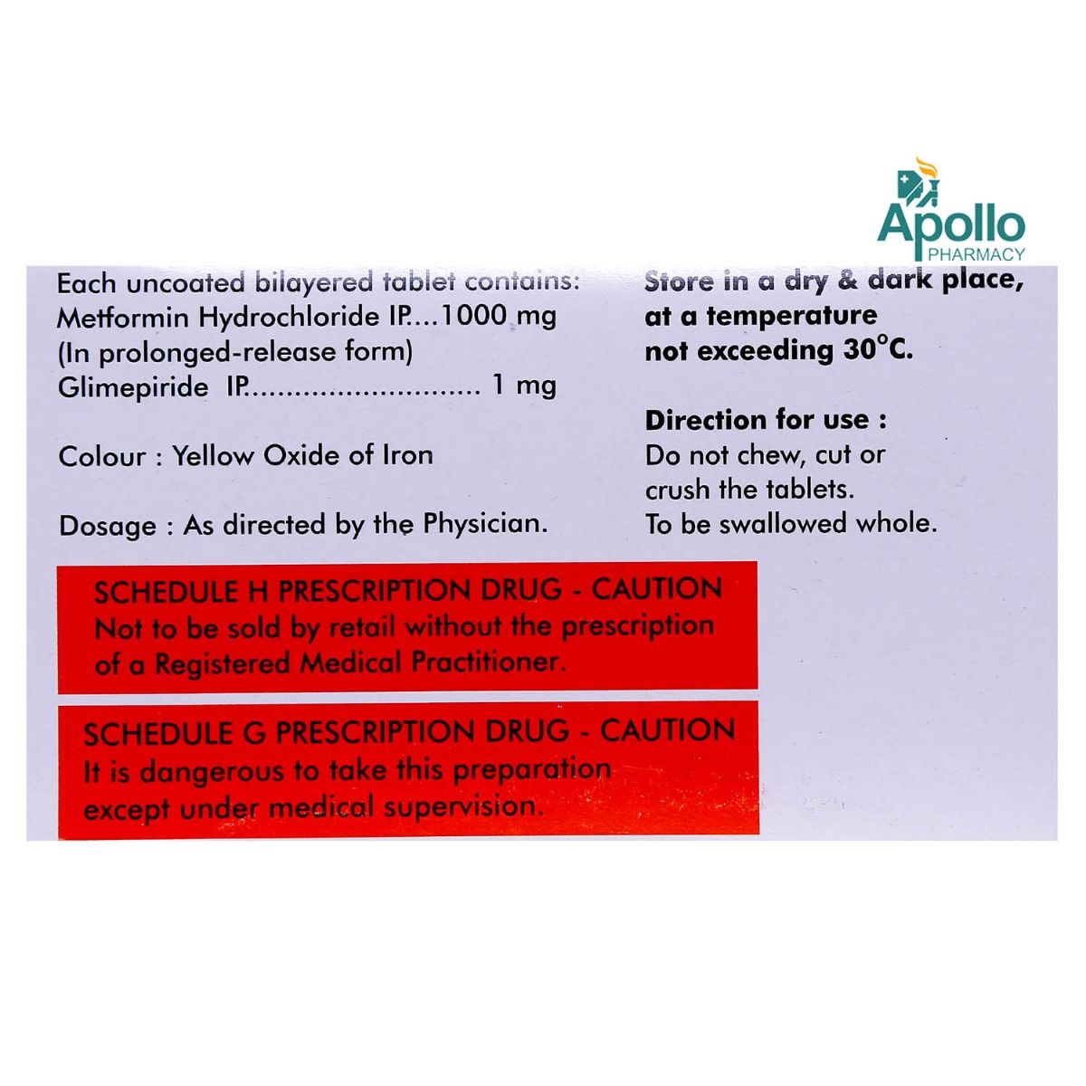 Diapride M1 Forte Tablet 10's Price, Uses, Side Effects, Composition ...