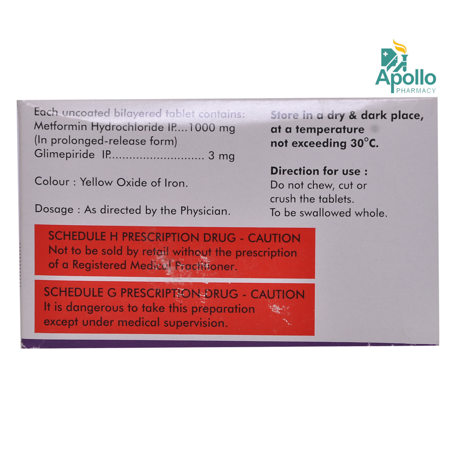 Diapride M3 Forte Tablet 10's Price, Uses, Side Effects, Composition ...
