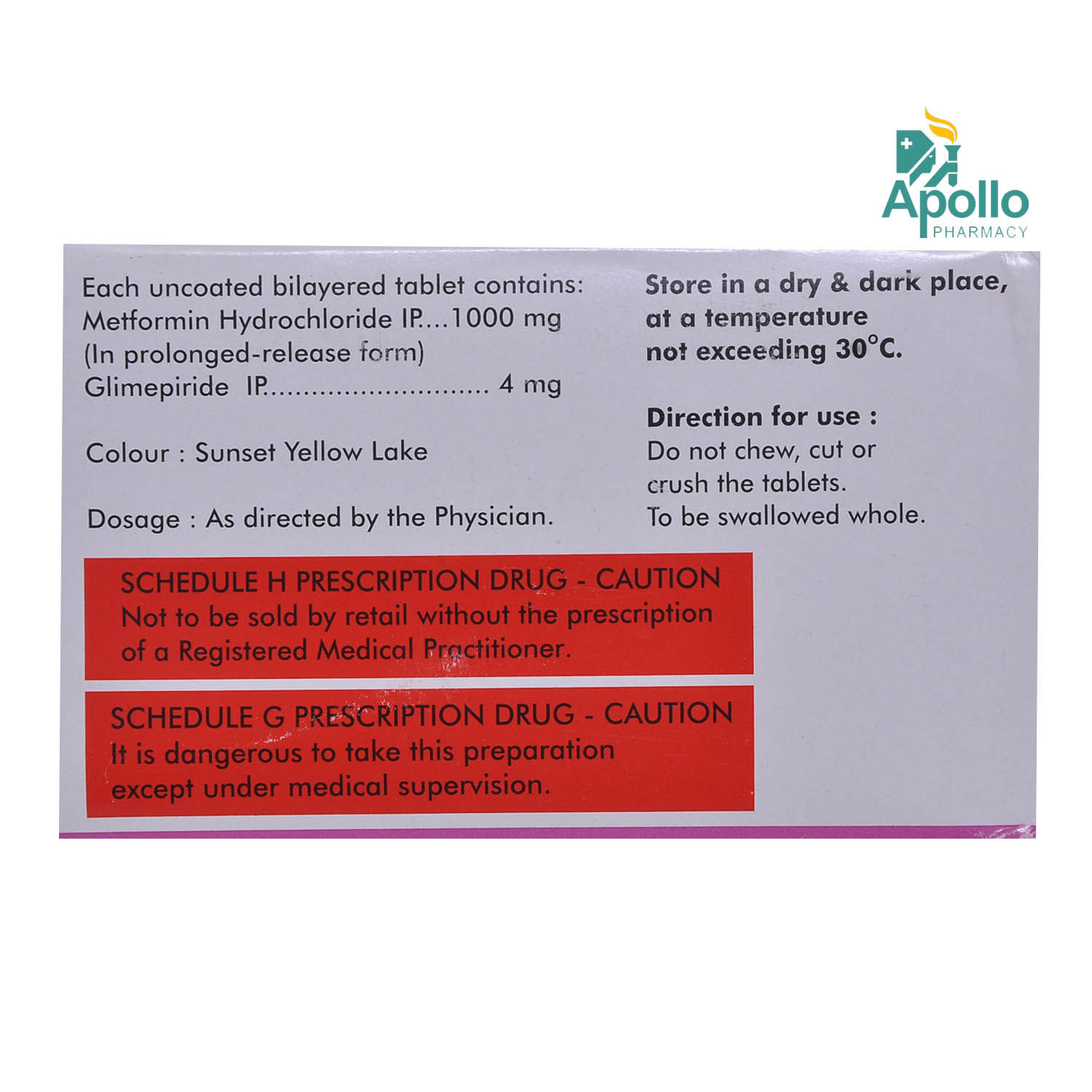 Diapride M4 Forte Tablet 10's Price, Uses, Side Effects, Composition ...