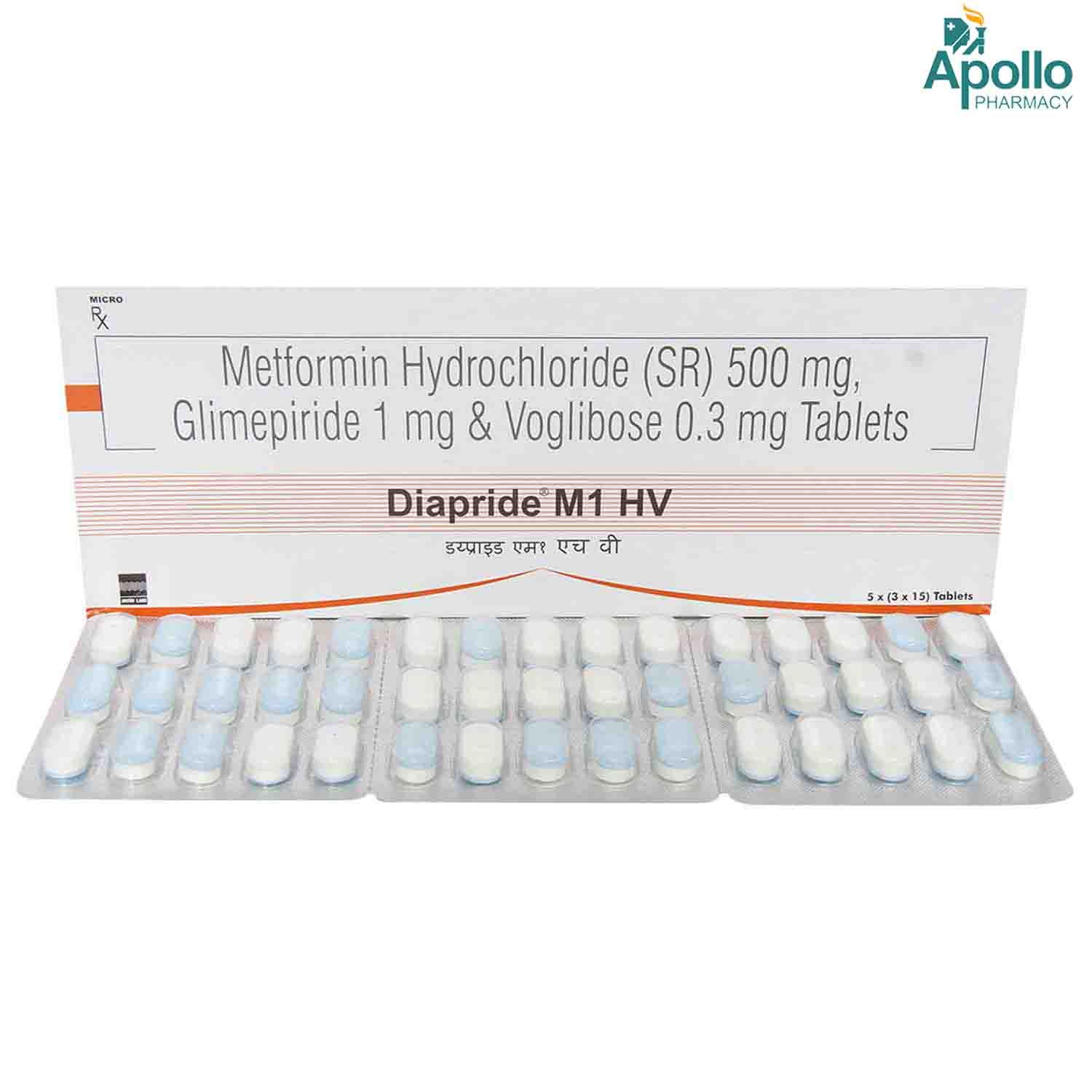 Diapride M1 HV Tablet 15's Price, Uses, Side Effects, Composition ...