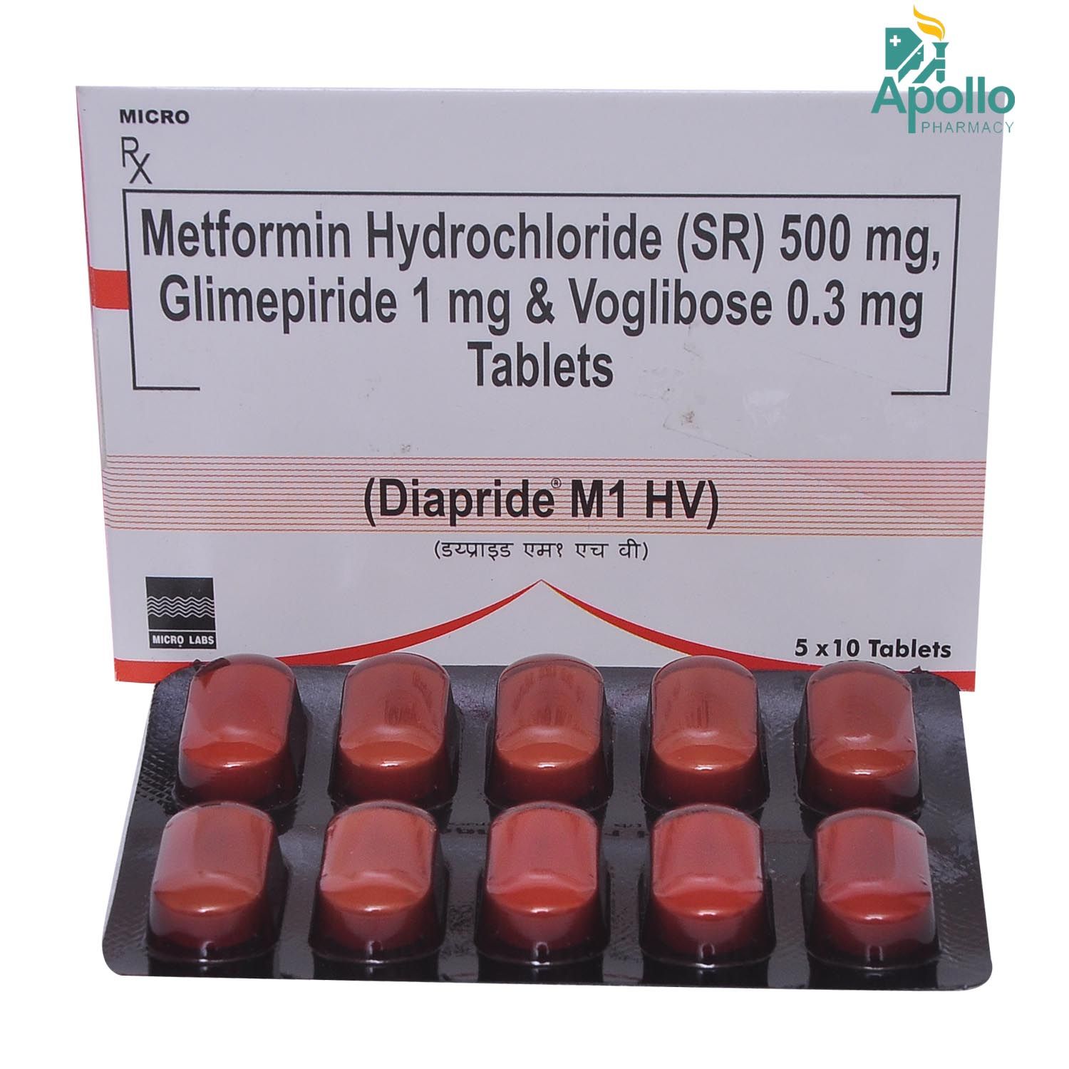 DIAPRIDE M1 HV TABLET 10'S Price, Uses, Side Effects, Composition ...