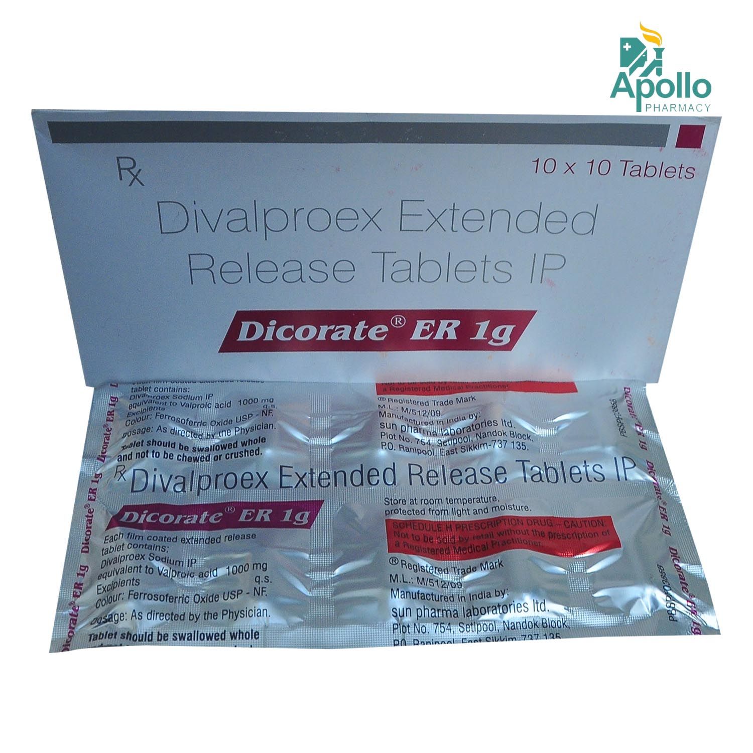 Dicorate ER Tablet 1g 10's Price, Uses, Side Effects, Composition - Apollo Pharmacy