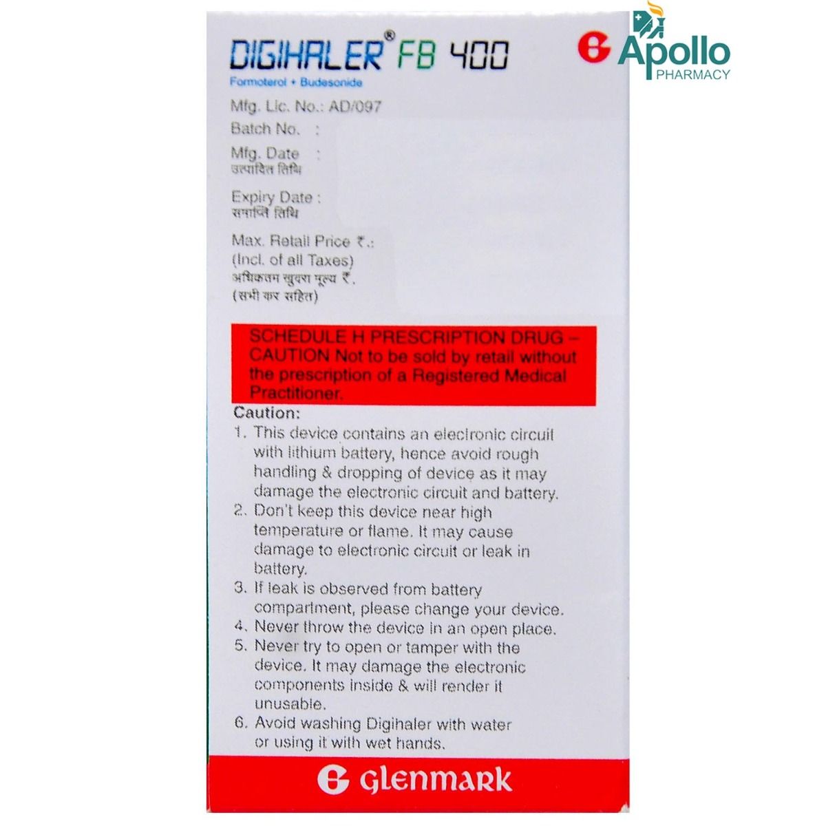 Digihaler FB 400 Inhaler 120 mdi Price, Uses, Side Effects, Composition ...