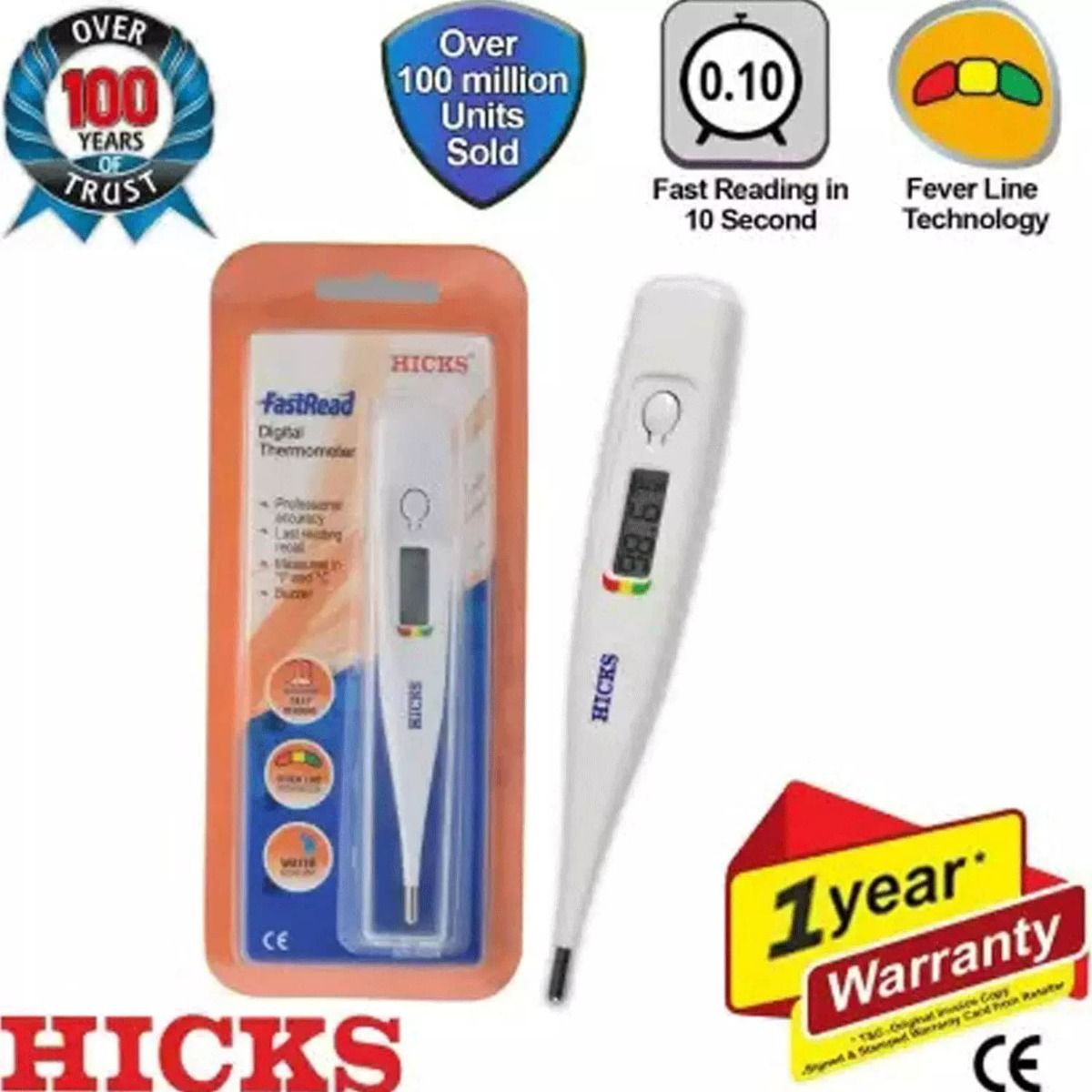Hicks Fastread Digital Thermometer DMT-416R, 1 Count Price, Uses, Side ...