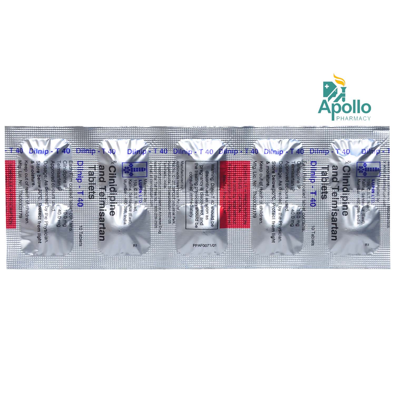Dilnip-T 40 Tablet | Uses, Side Effects, Price | Apollo Pharmacy
