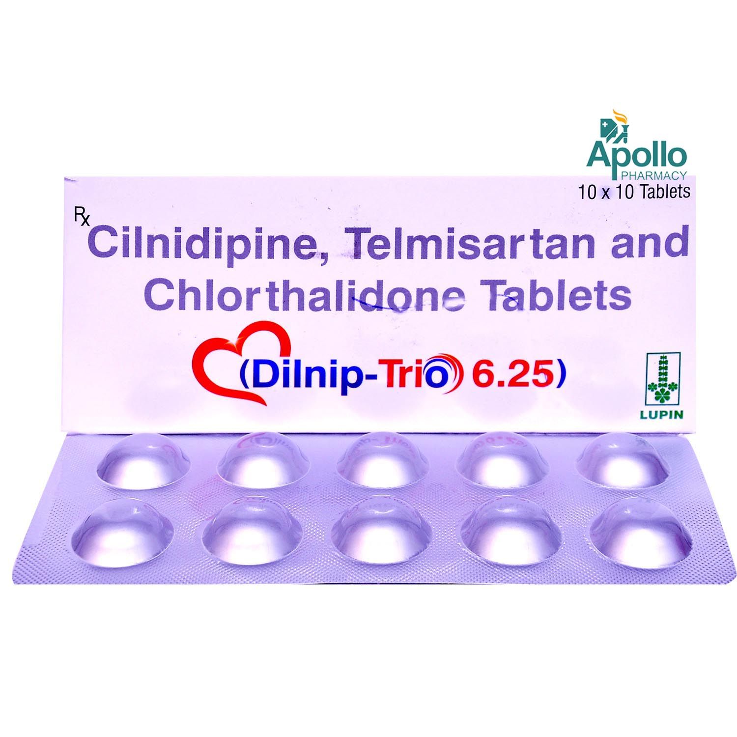 Dilnip Trio 6.25mg Tablet 10's Price, Uses, Side Effects, Composition ...