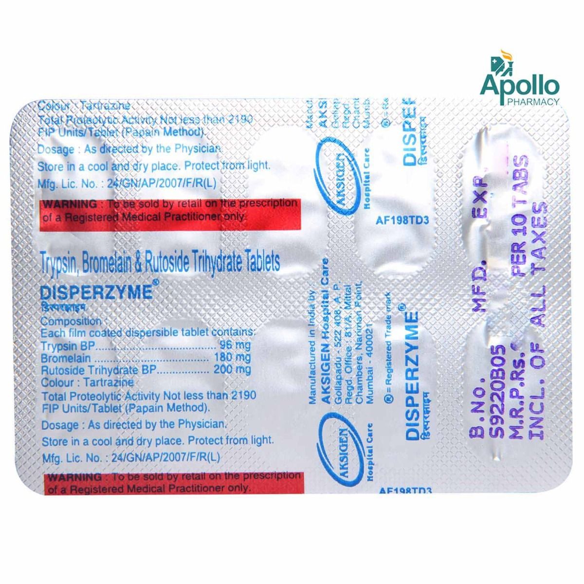 Disperzyme Tablet | Uses, Side Effects, Price | Apollo Pharmacy