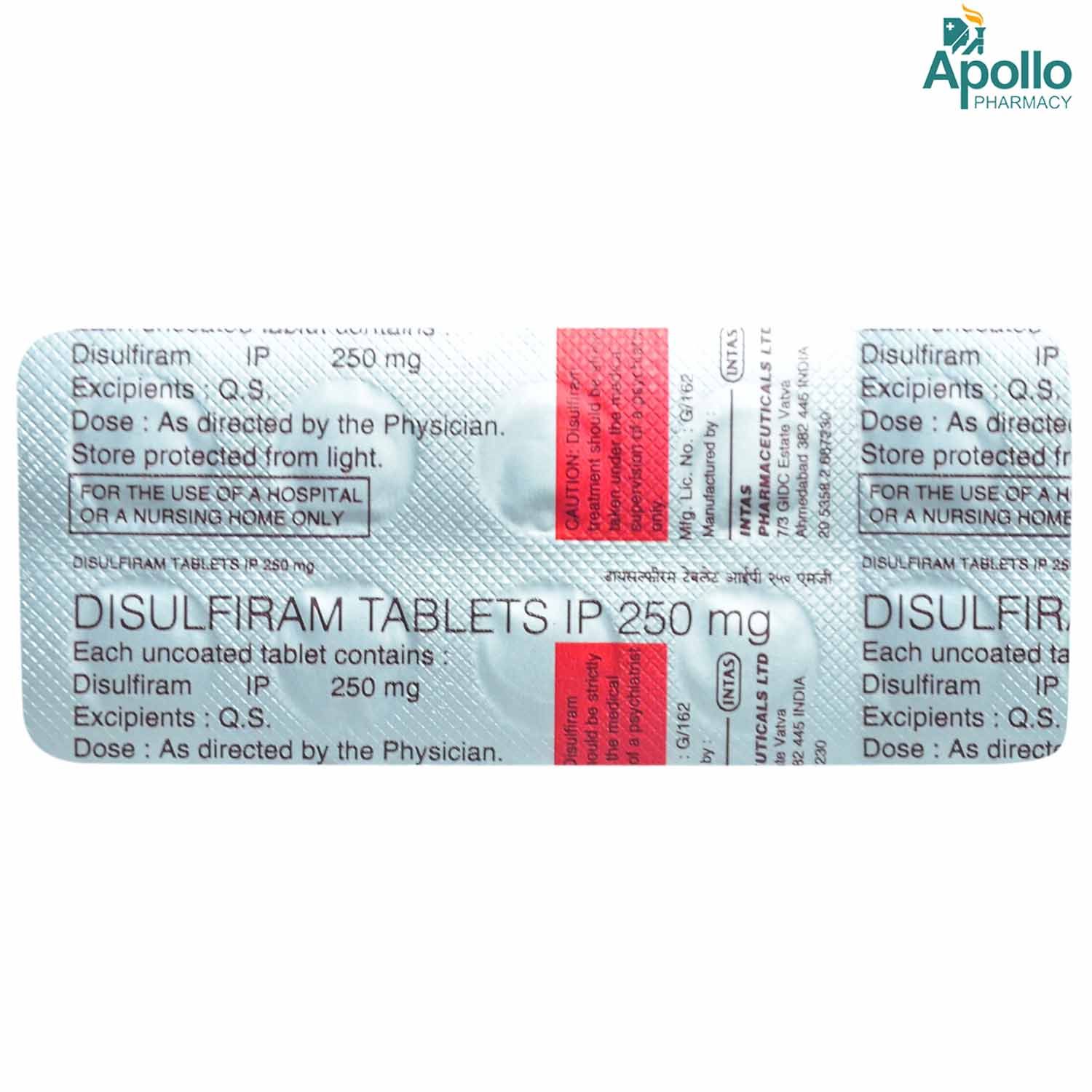 Disulfiram 250 mg Tablet | Uses, Side Effects, Price | Apollo Pharmacy