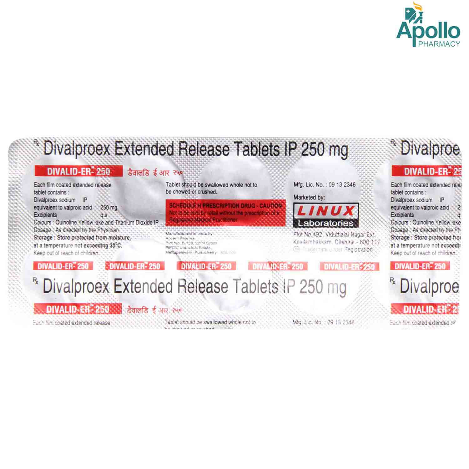 Divalid ER 250 Tablet 10's Price, Uses, Side Effects, Composition ...