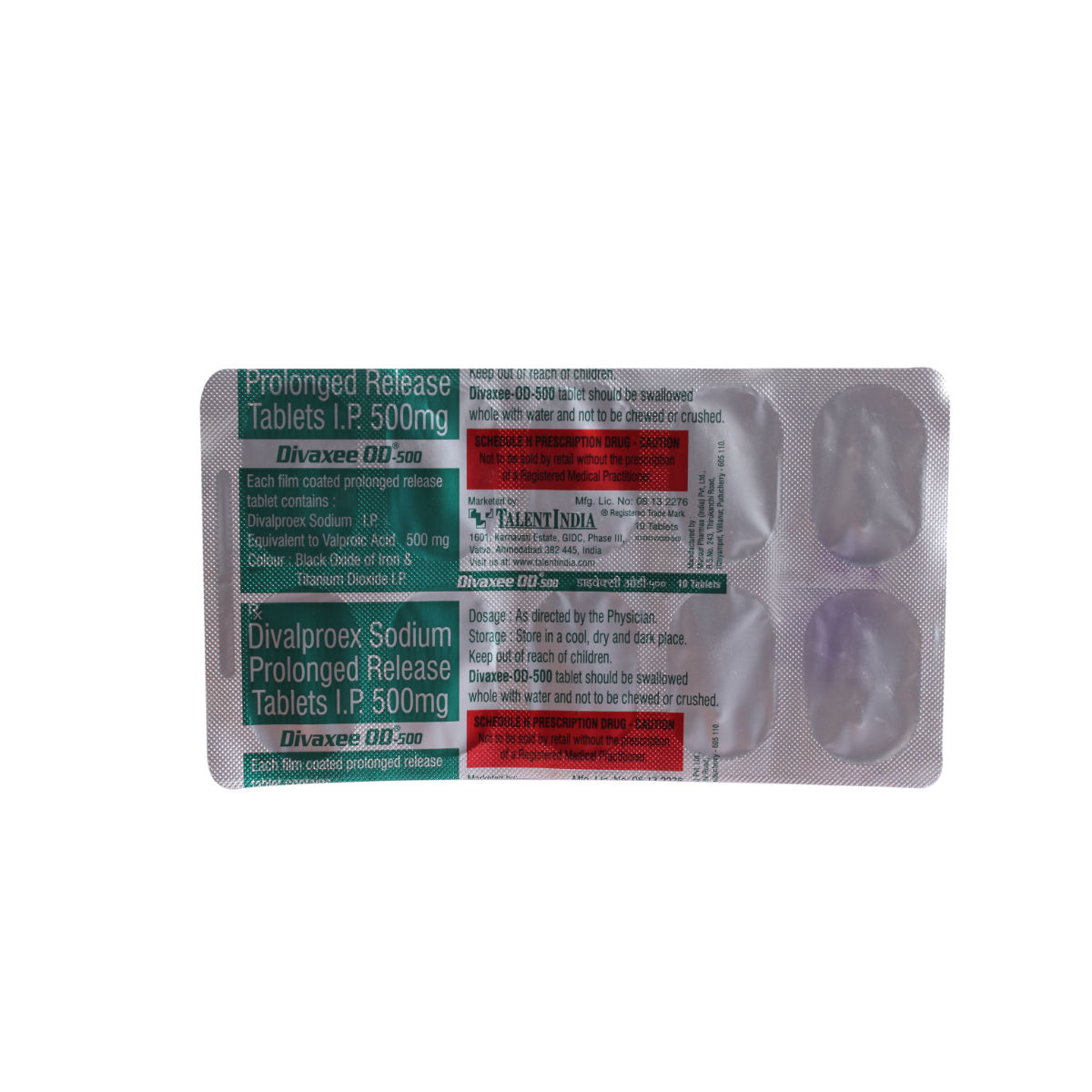 Divaxee OD 500 mg Tablet 10's Price, Uses, Side Effects, Composition ...