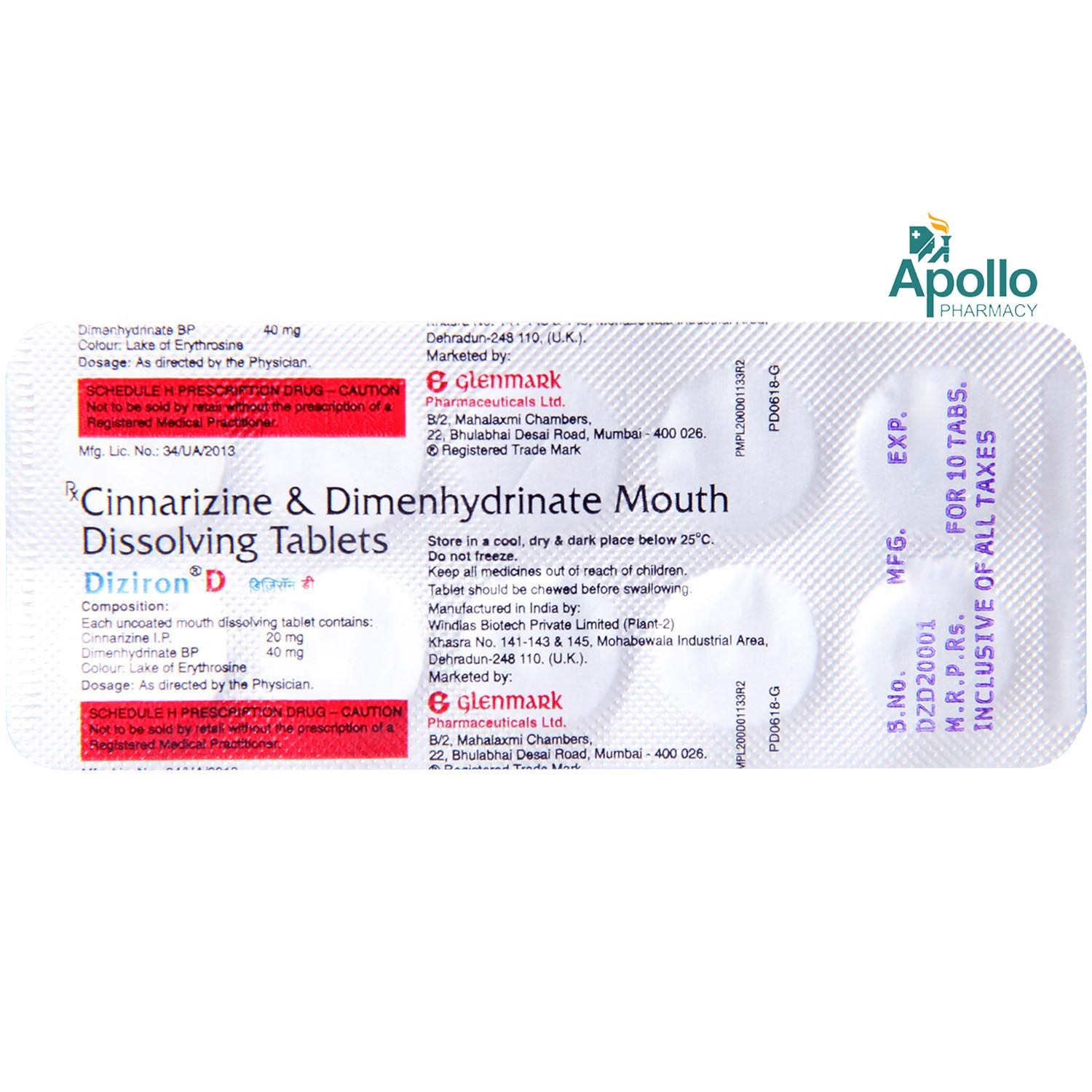 Diziron D Tablet 10's Price, Uses, Side Effects, Composition - Apollo ...