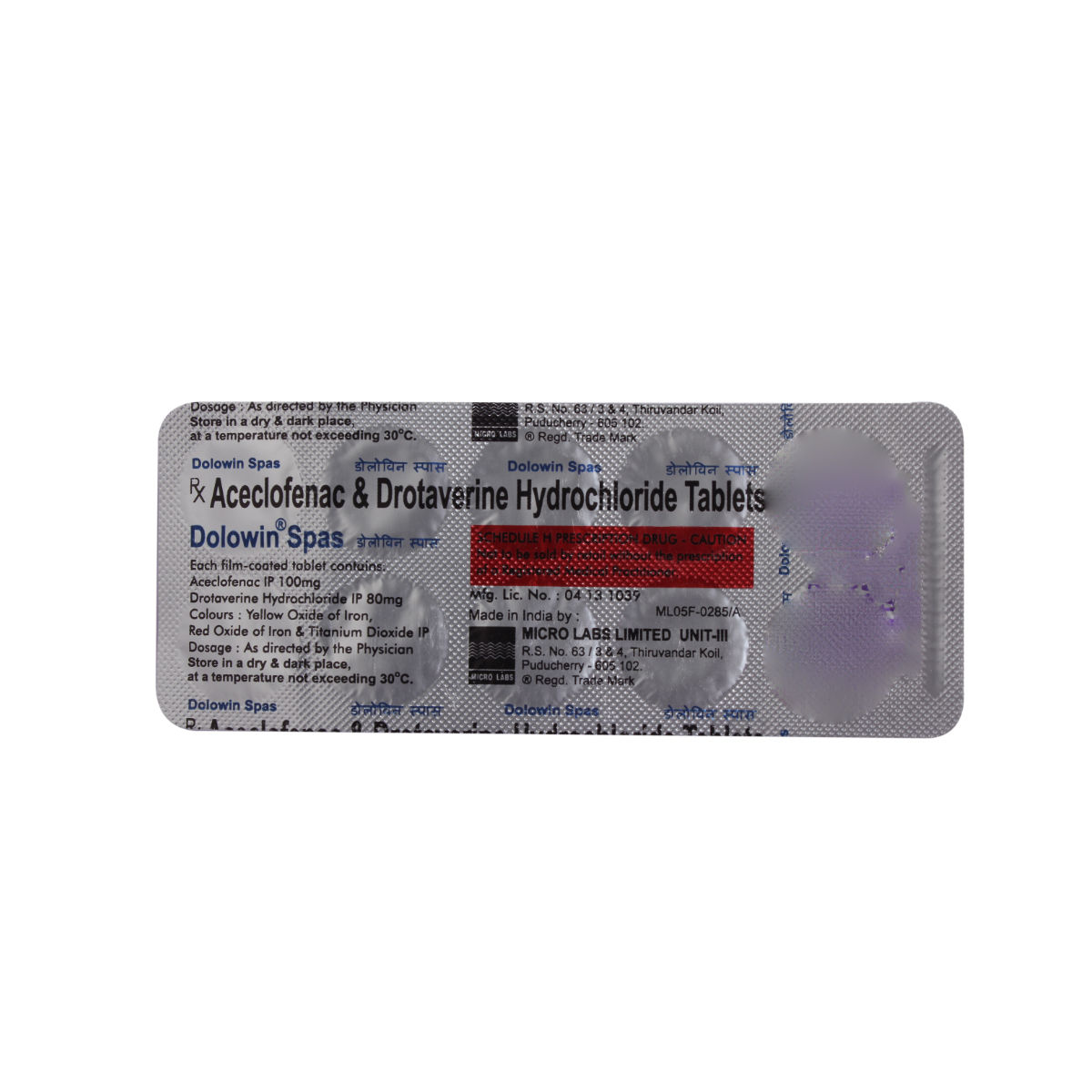 Dolowin Spas Tablet 10's Price, Uses, Side Effects, Composition ...