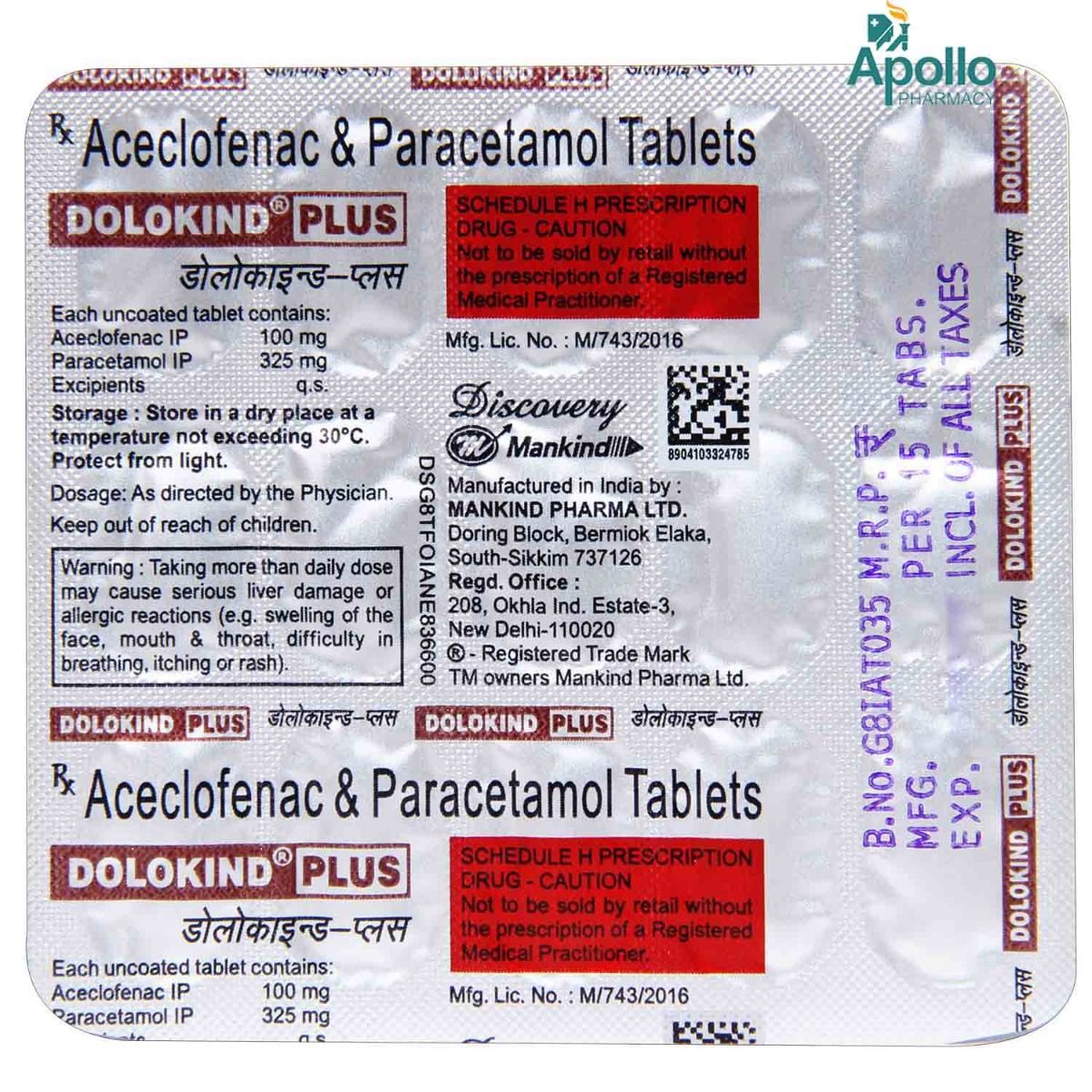 Dolokind Plus Tablet 15's Price, Uses, Side Effects, Composition ...